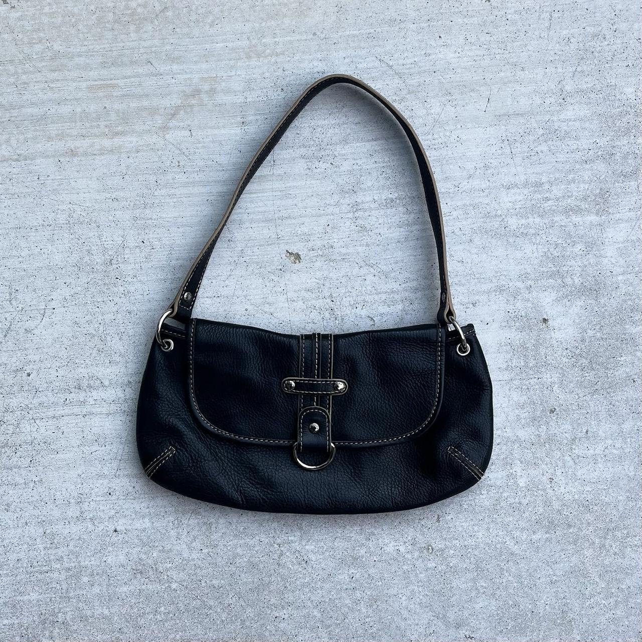 Black leather Y2K shoulder bag #Y2KFashion... | Depop