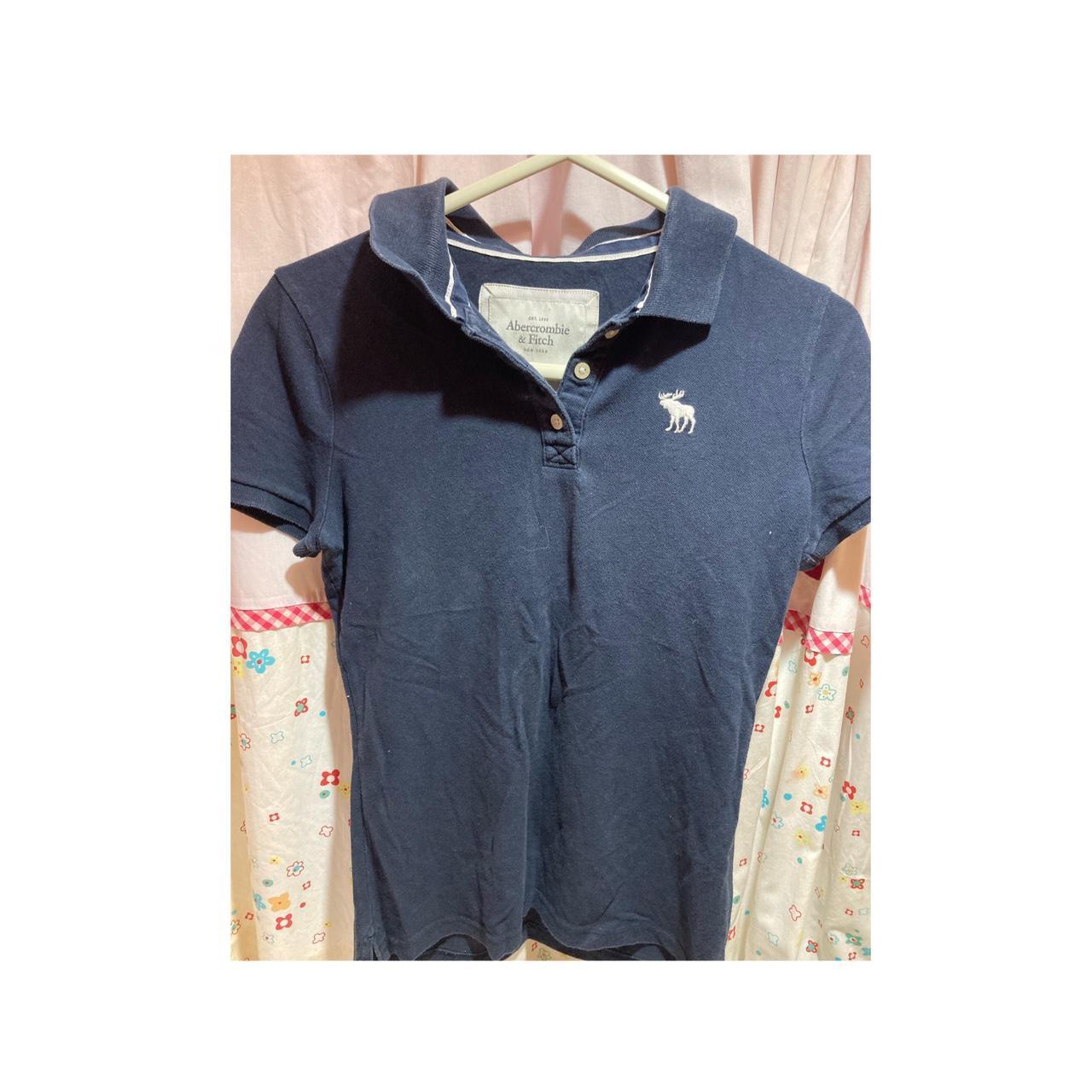 abercrombie & fitch dark blue/navy polo shirt, SIZE... - Depop