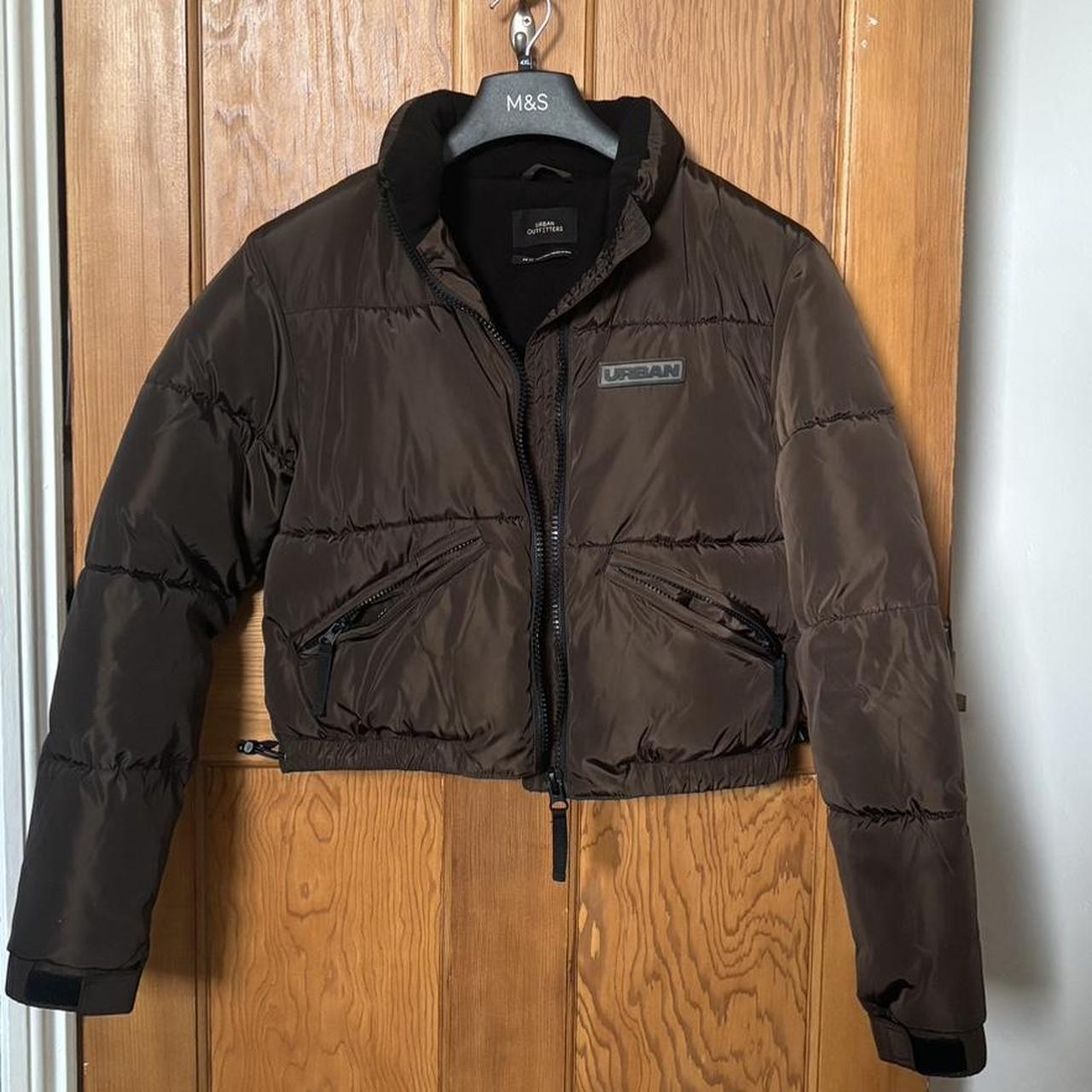 Urban Outfitters Brown Cropped Puffer Jacket - Depop