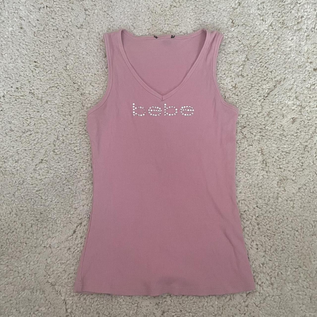 The cutest Y2K rhinestoned baby pink bebe tank! No... - Depop