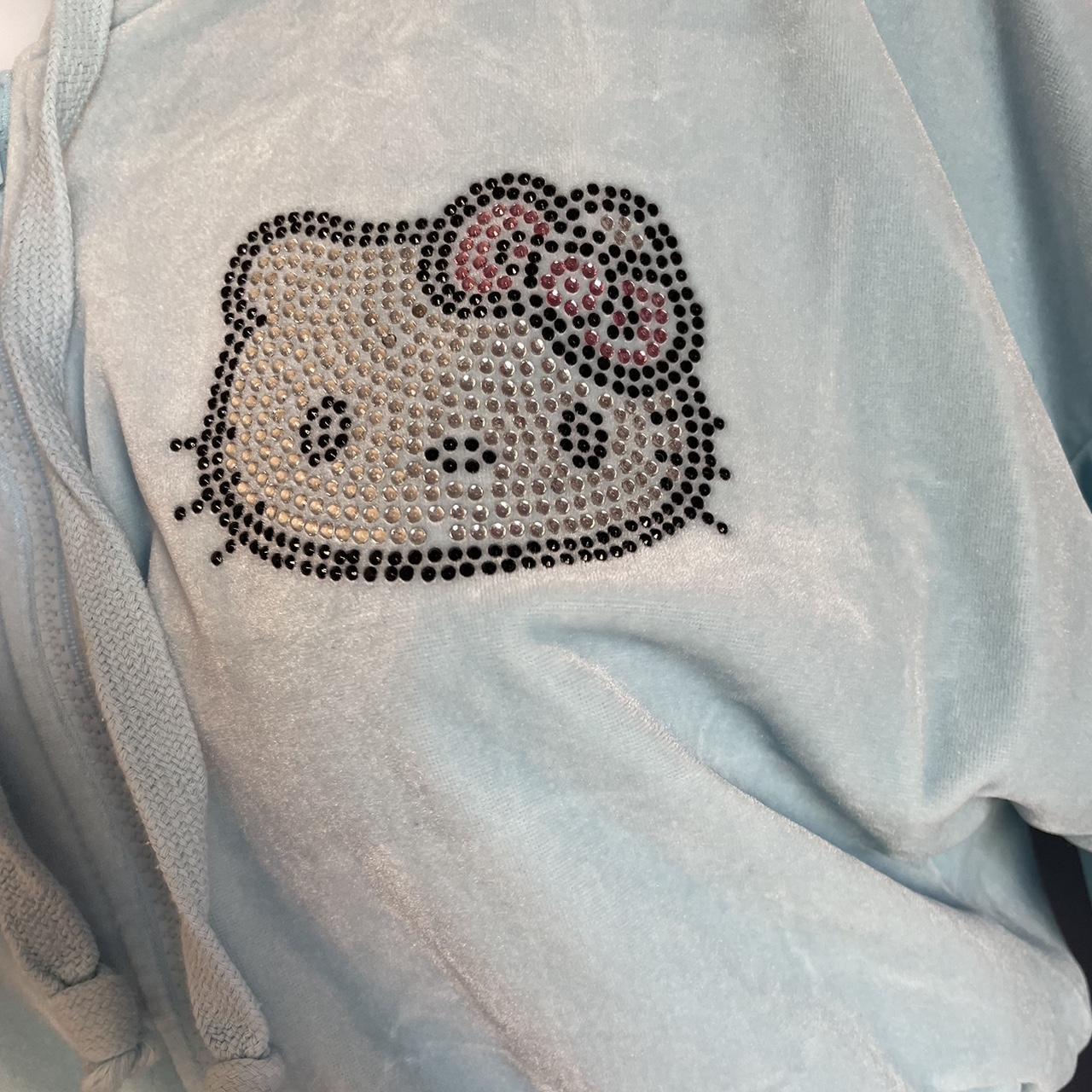 Baby blue Hello Kitty zip up hoodie with rhinestone... - Depop