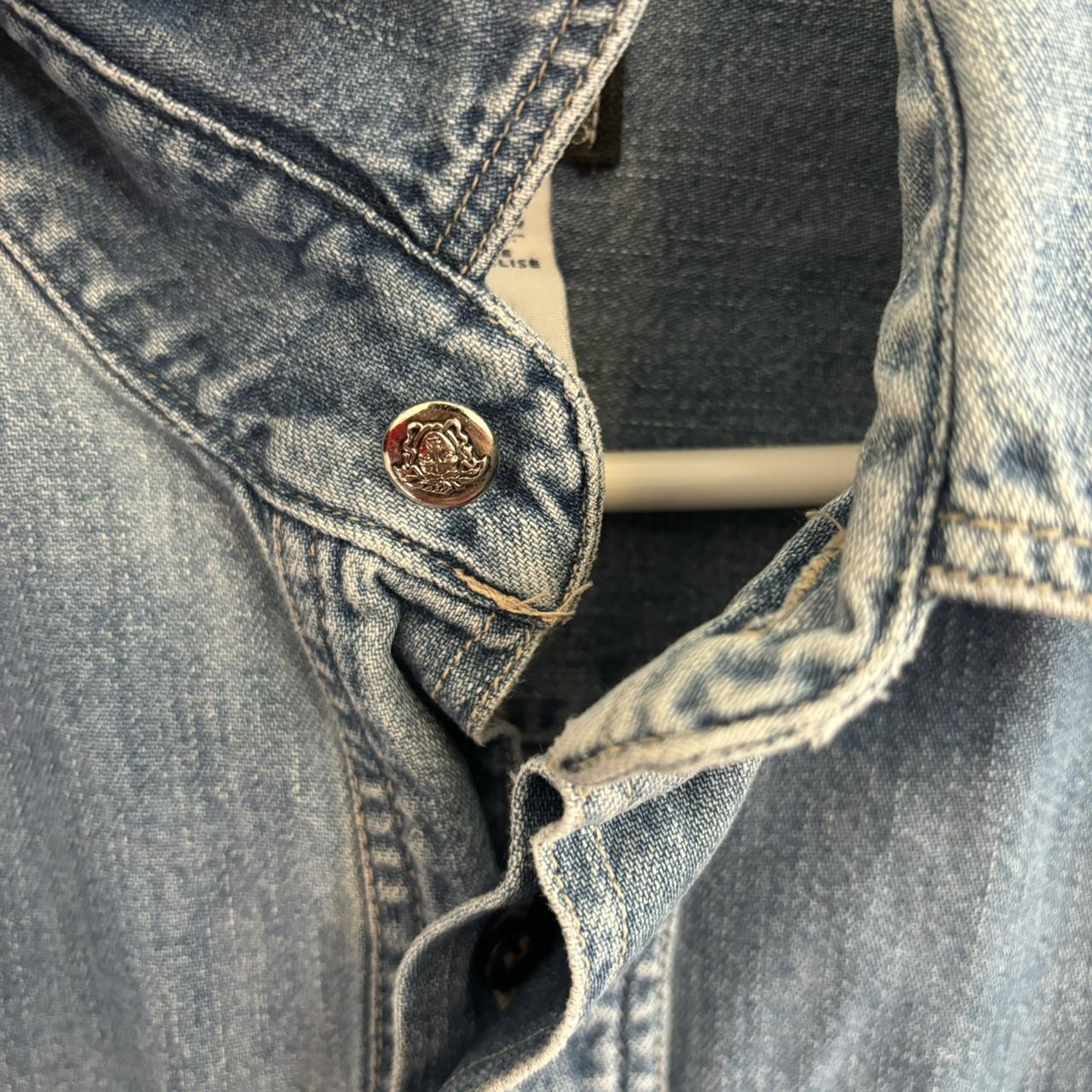 $100 Vintage 90s Versace denim shirt Size:... - Depop