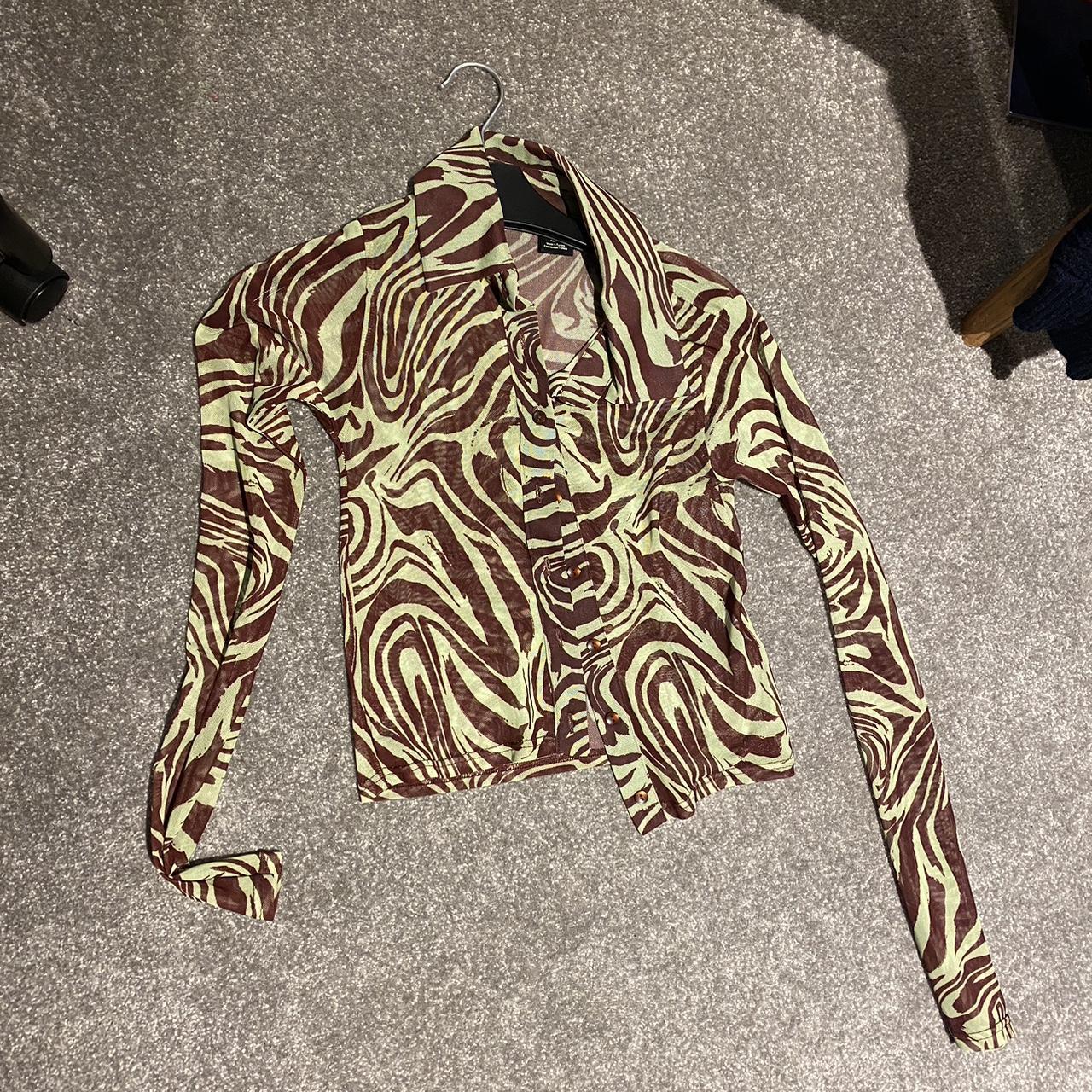 Urban outfitters zebra print mesh top XS - Depop