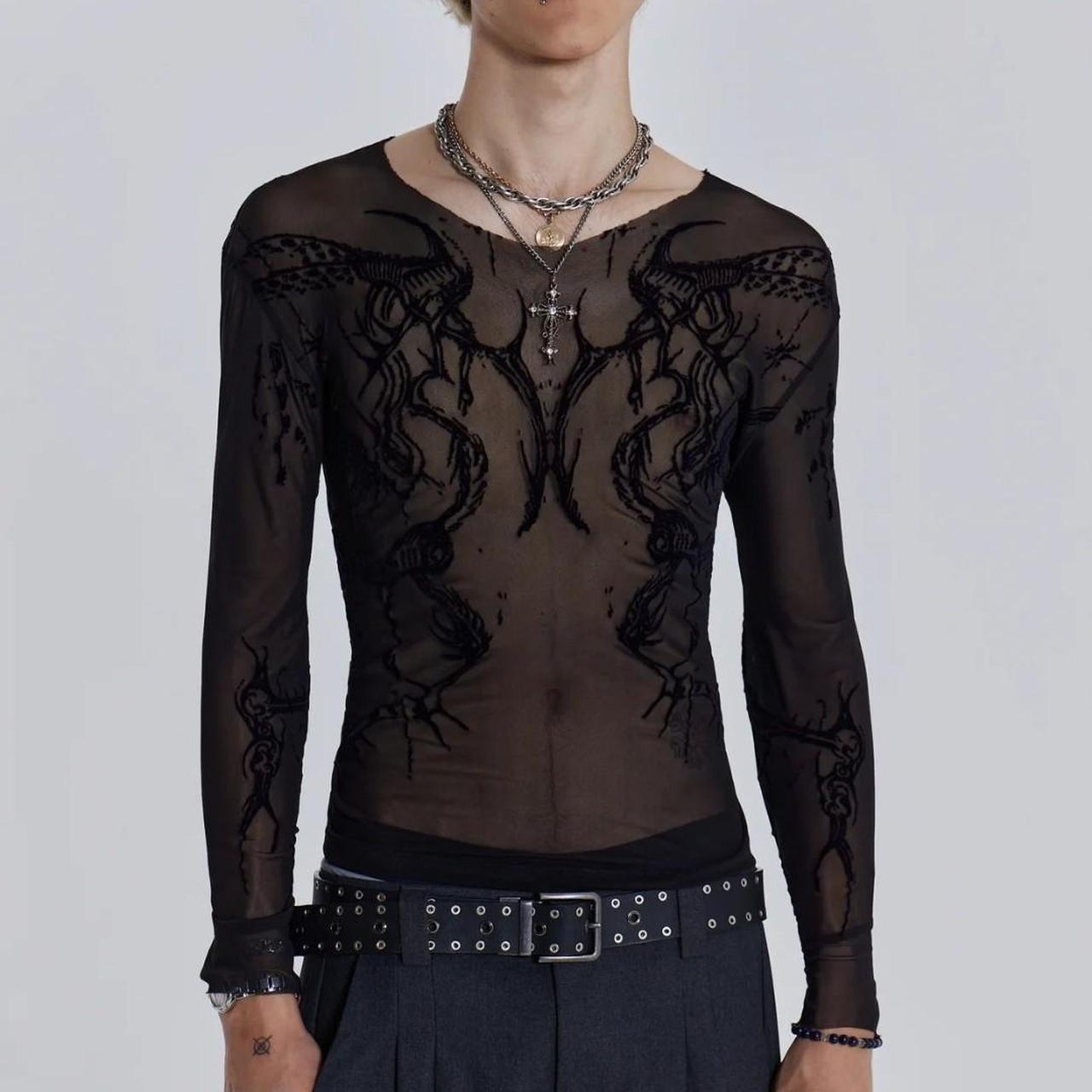 Jaded London Flock Black Wings Mesh Top. Men's... - Depop