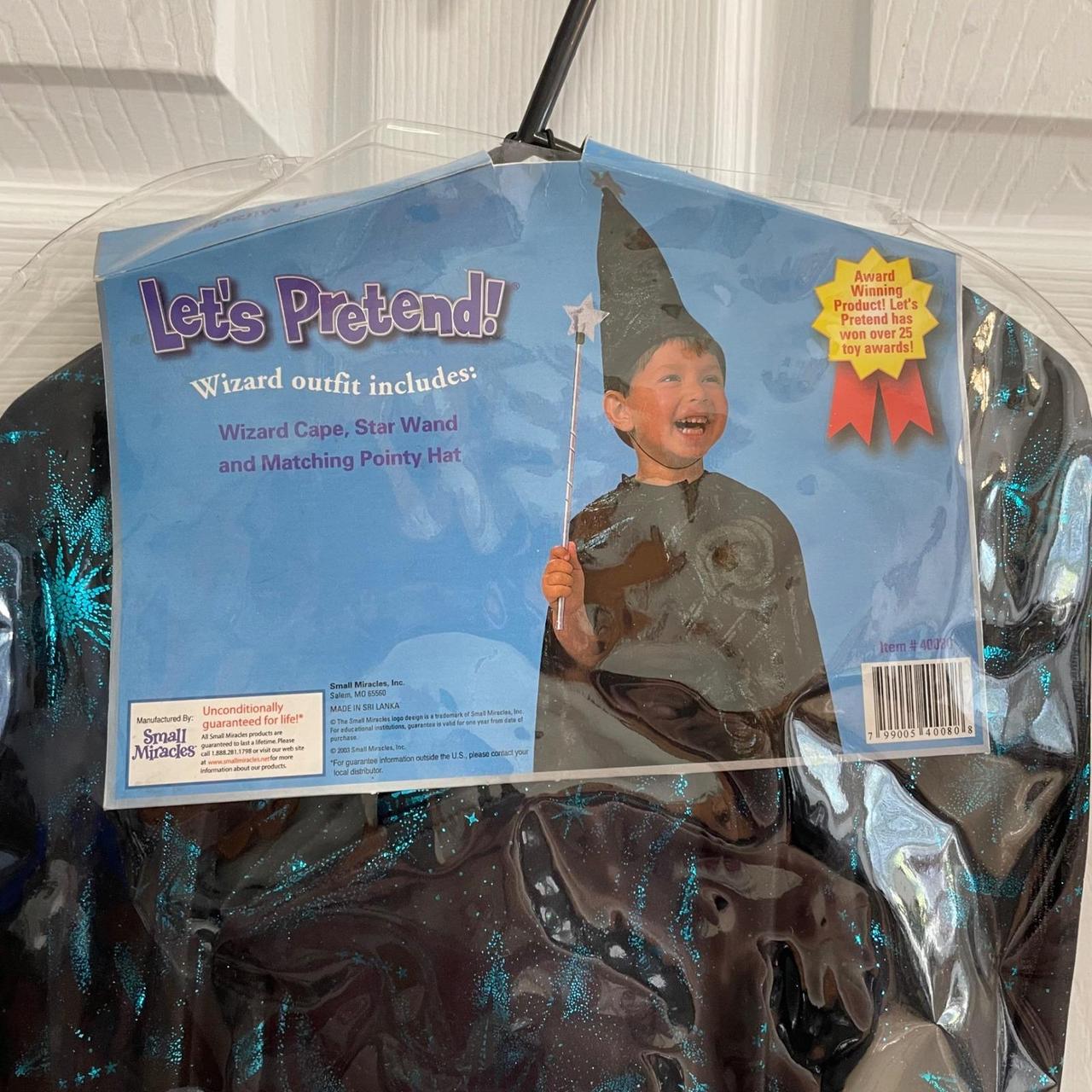 Let's Pretend! Wizard Costume Cape Star Wand Pointy... | Depop