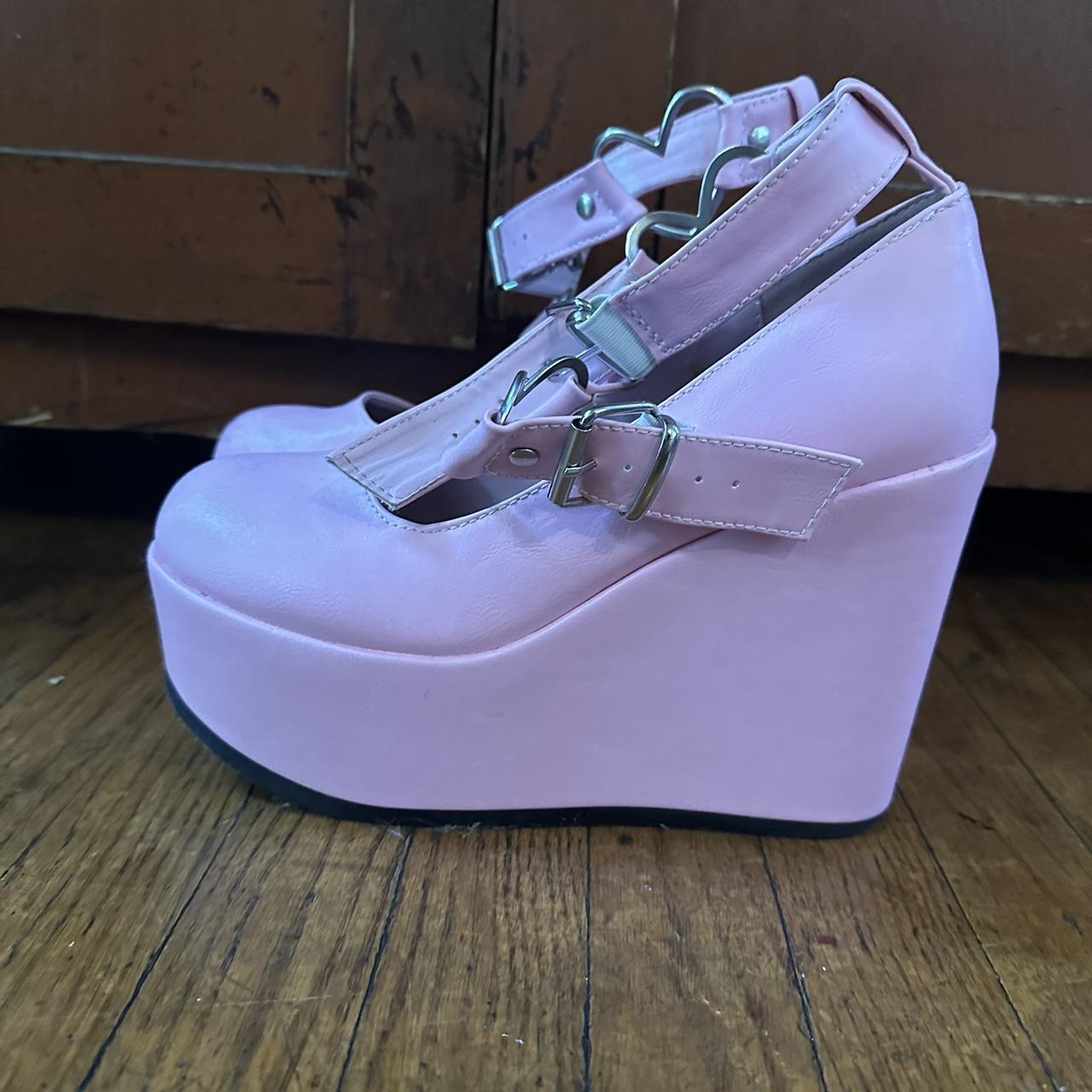 Used Poison 99-2 Demonia Pink leopard print heels(US... - Depop