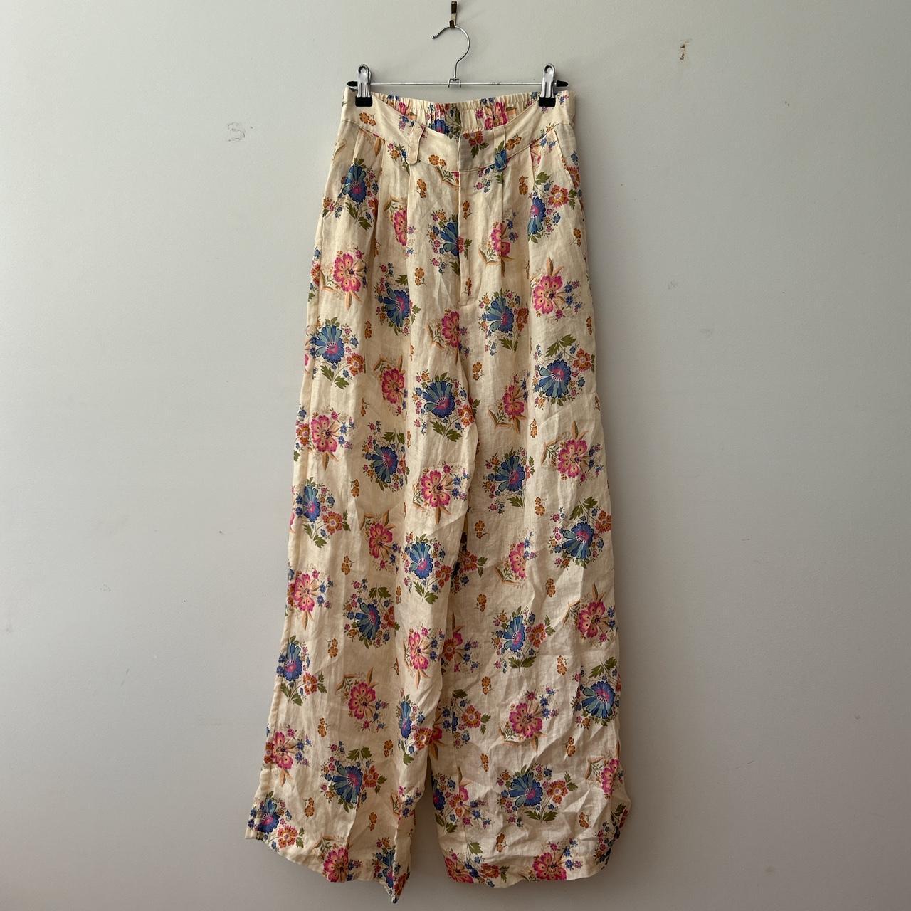 Spell floral linen pant - MEDIUM (aus 8/10)... - Depop