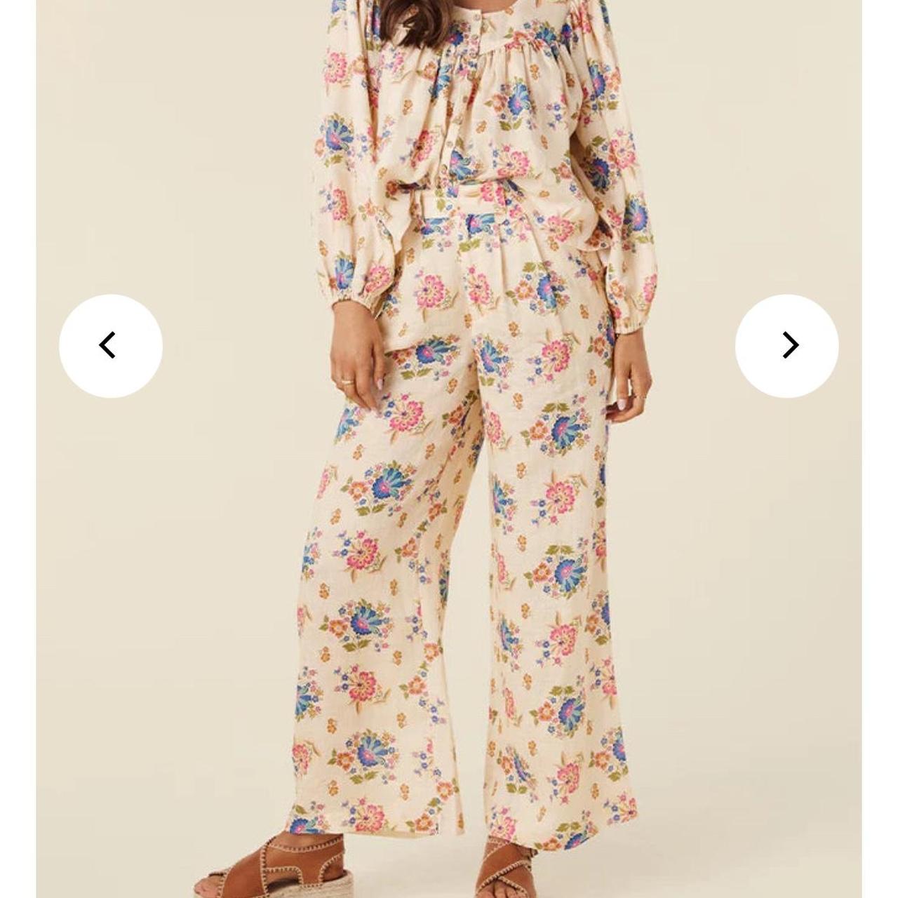 Spell floral linen pant - MEDIUM (aus 8/10)... - Depop