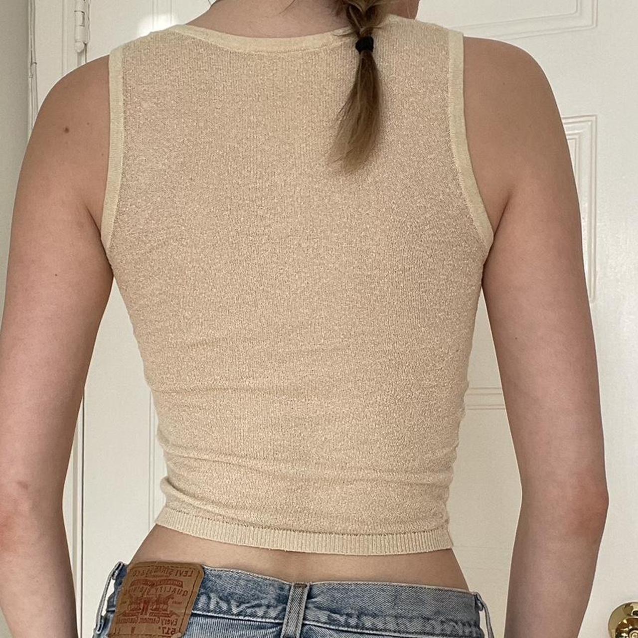 sheer cream tank 💛 looks cute with bra or bralette... - Depop