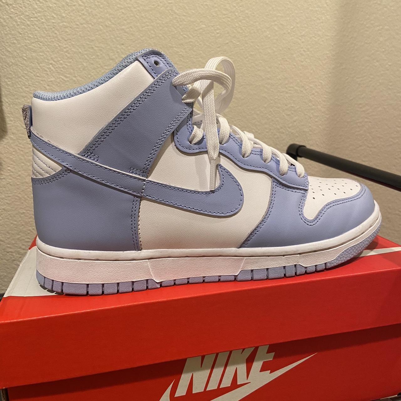 Nike Dunk High Aluminum Blue Size 85w Lightly Worn Depop
