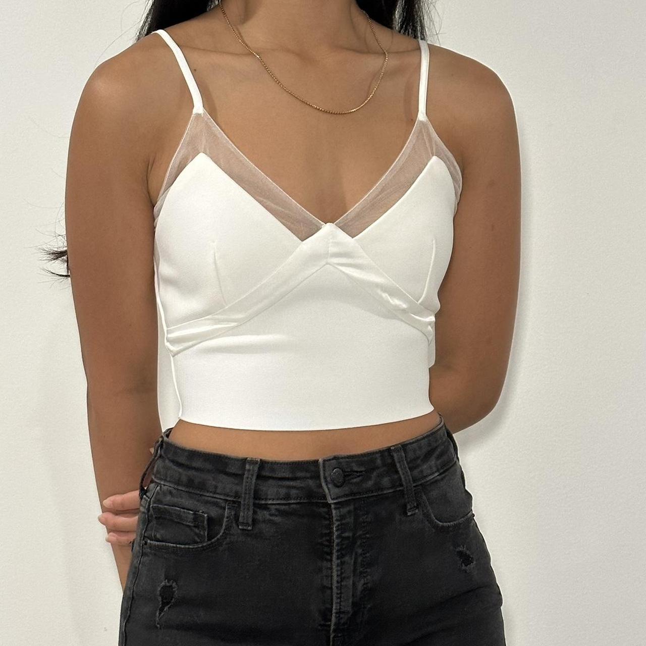 White v-neck crop top Model wears small Buy if you... - Depop