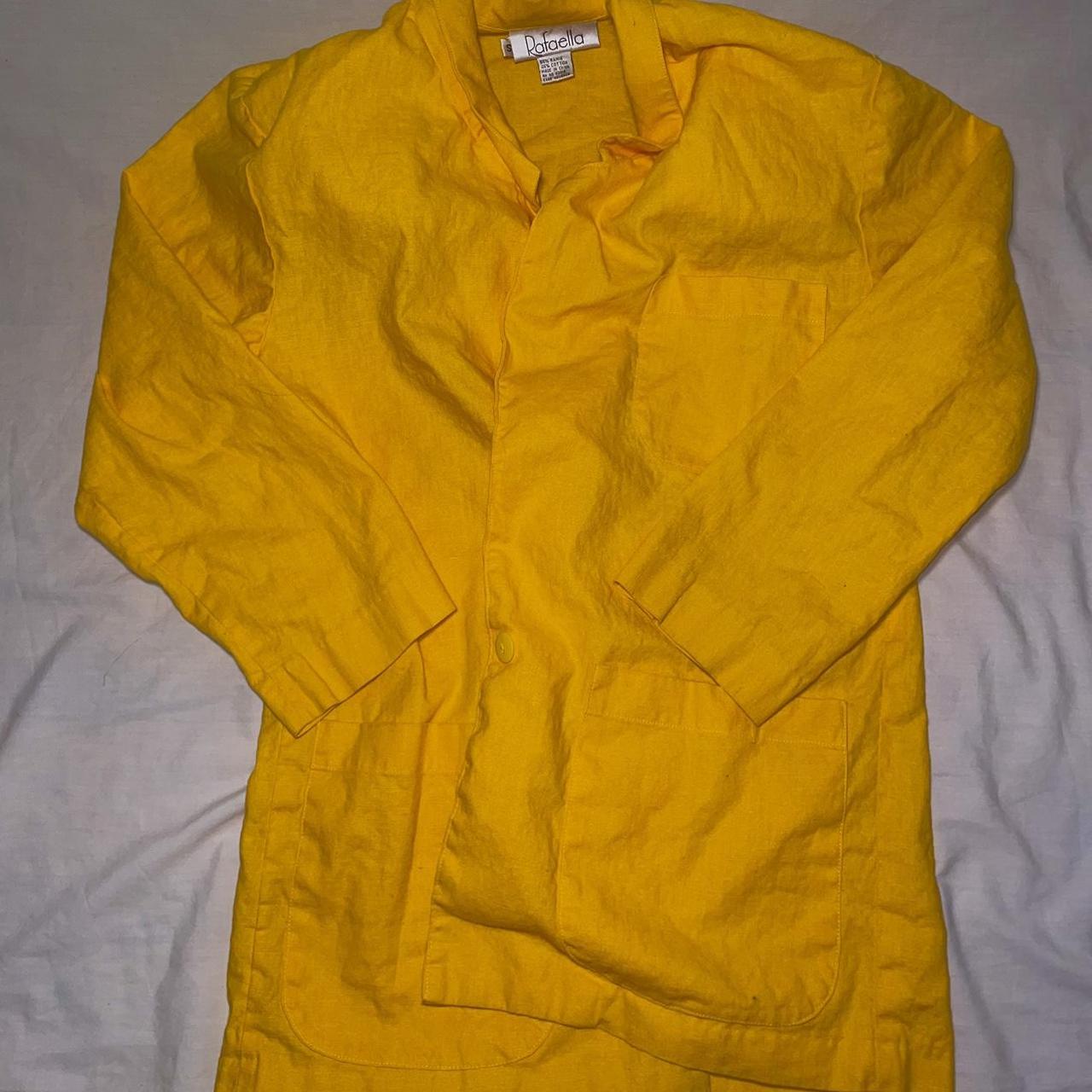 Bright yellow shoulder padded blazer! Shoulder pads... - Depop