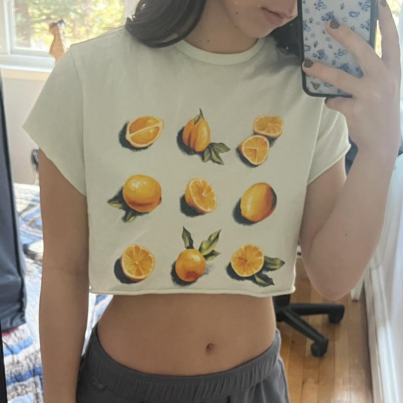 Cut mint green fruit graphic tee Worn a couple... | Depop