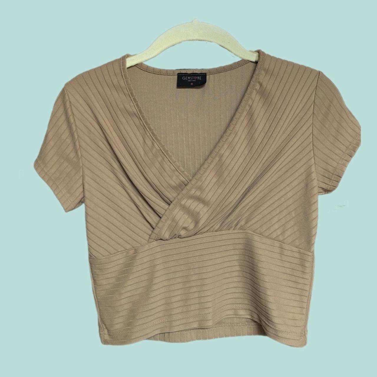 Women's Brown and Tan Crop-top | Depop