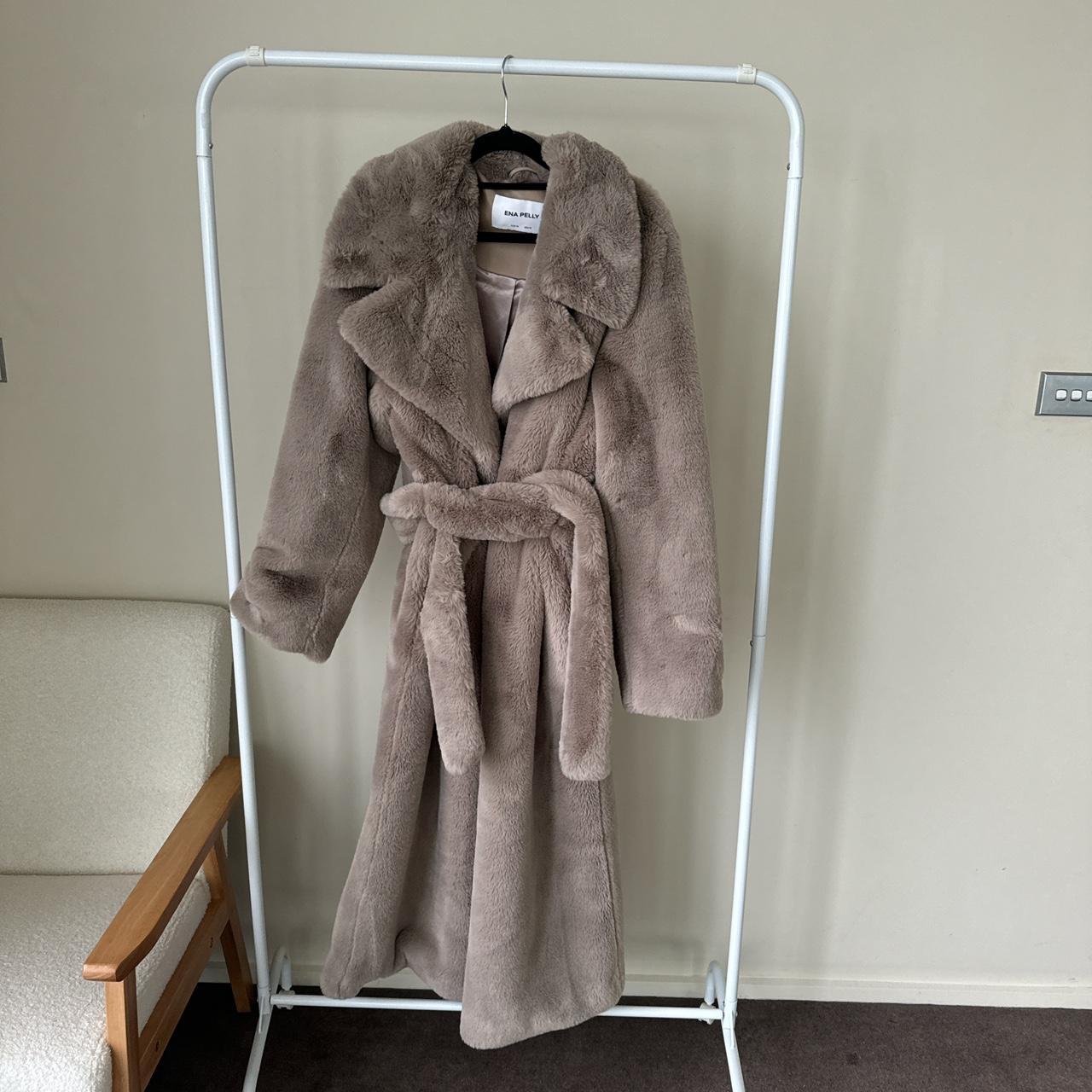 Ena Pelly Tahnee Longline Faux Fur Jacket Size AU... - Depop