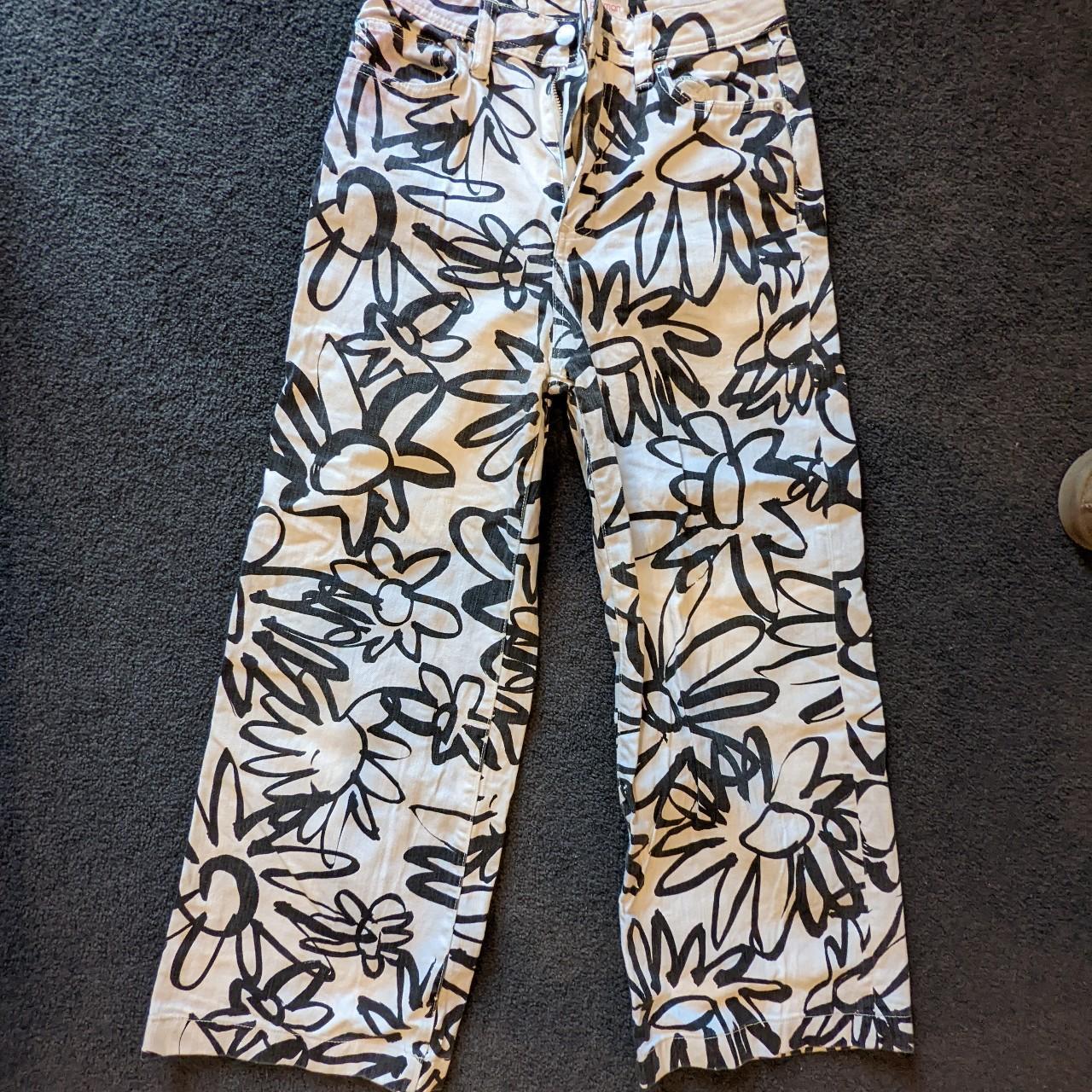 Gorman black and white flower jeans High waisted... - Depop