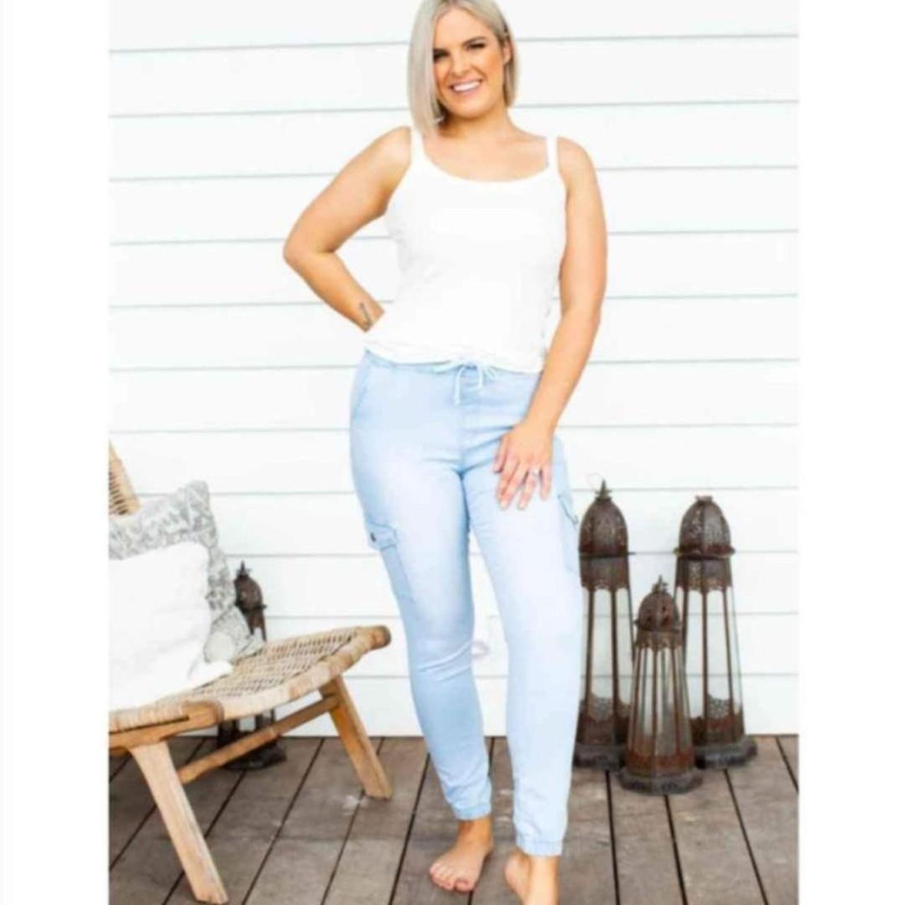 Proud poppy light denim joggers size 20 Excellent... - Depop