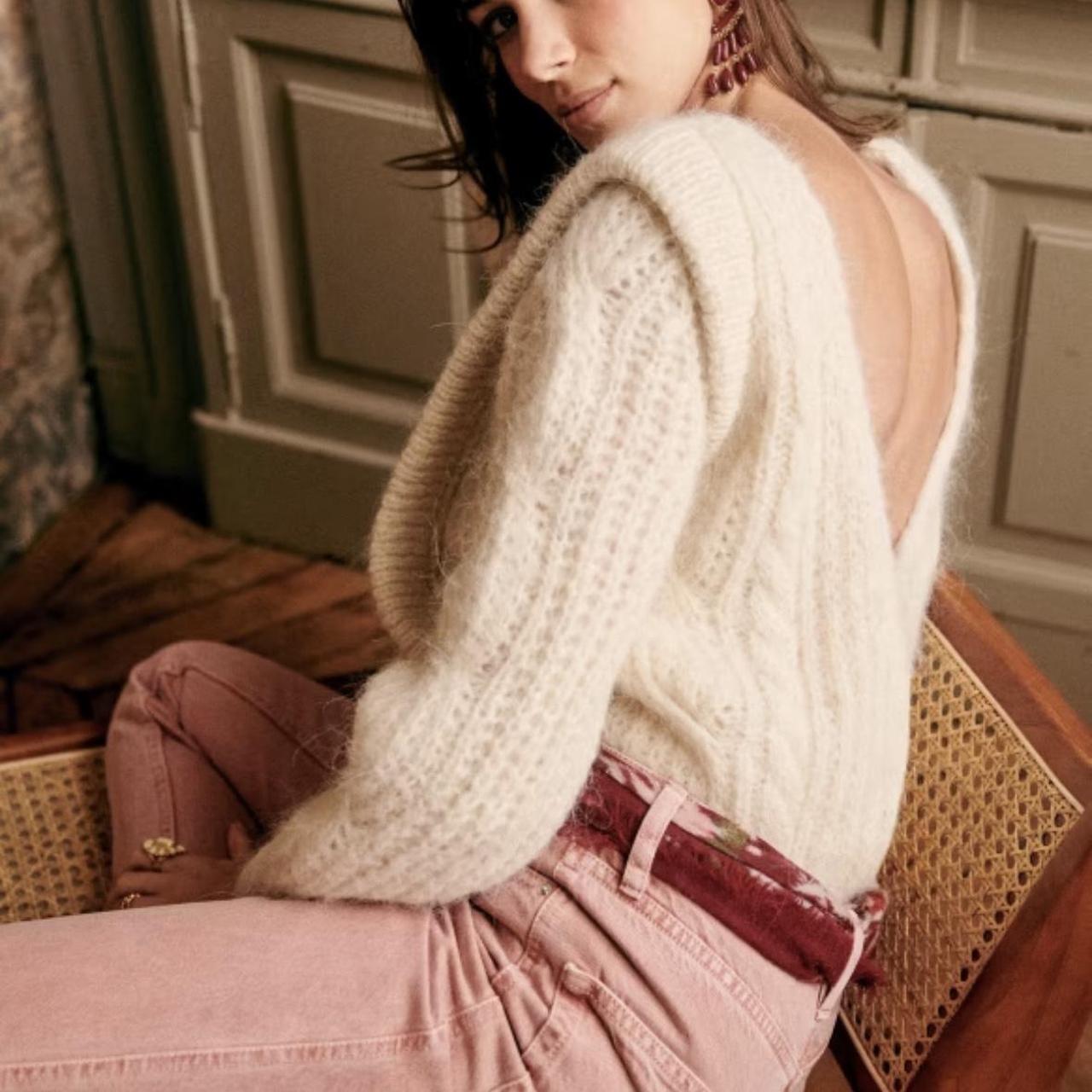Sézane cream cable knit style backless jumper brand... - Depop