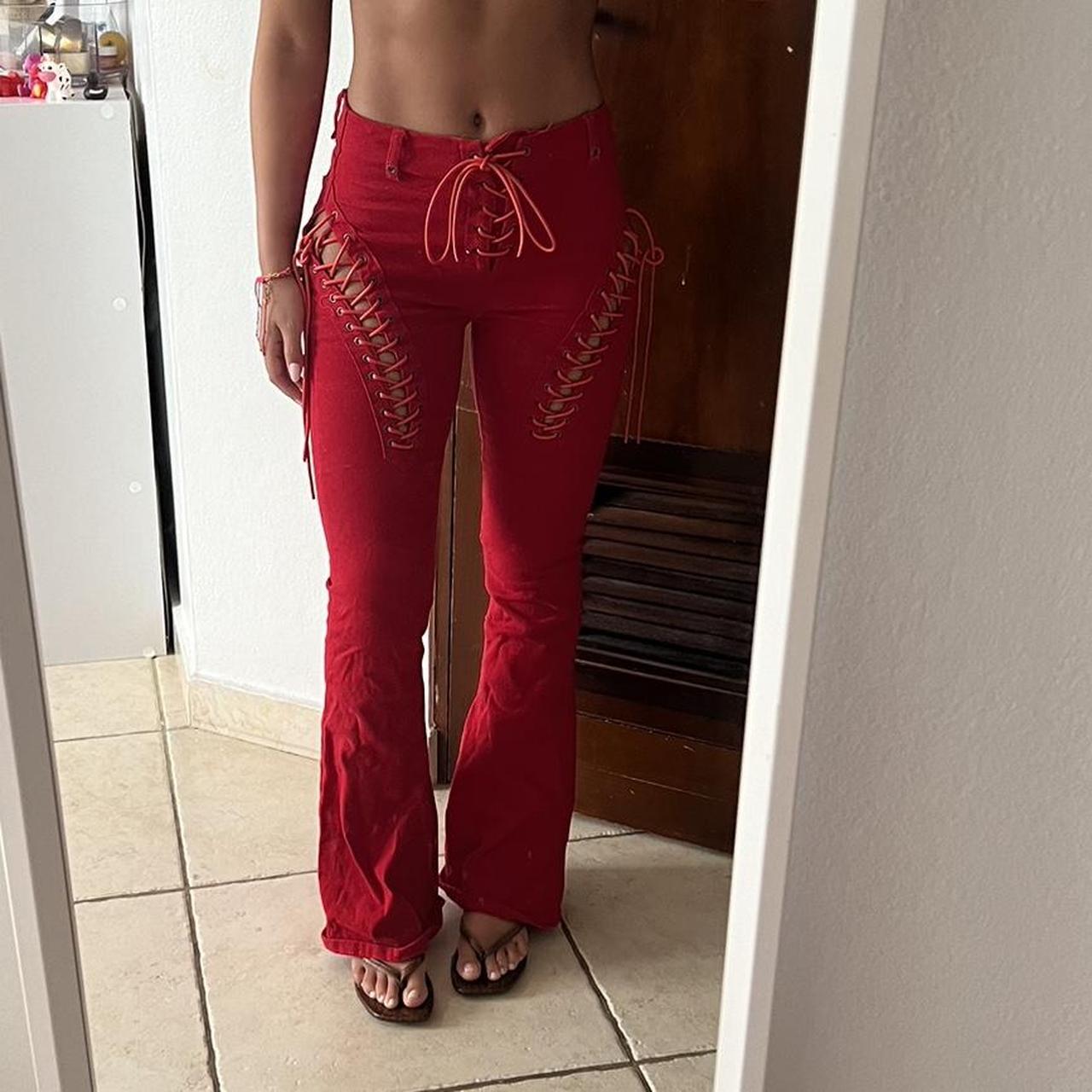 Red edikted bootcut pants! Used once, great condition. - Depop