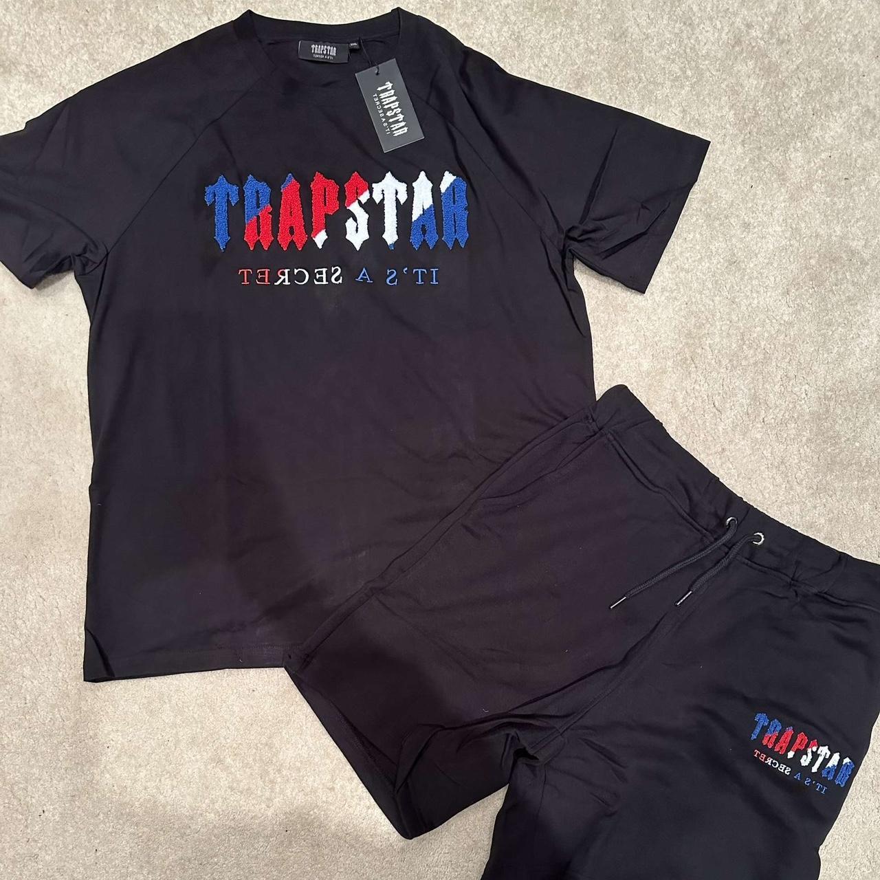 trapstar black and red shorts set brand new with... - Depop