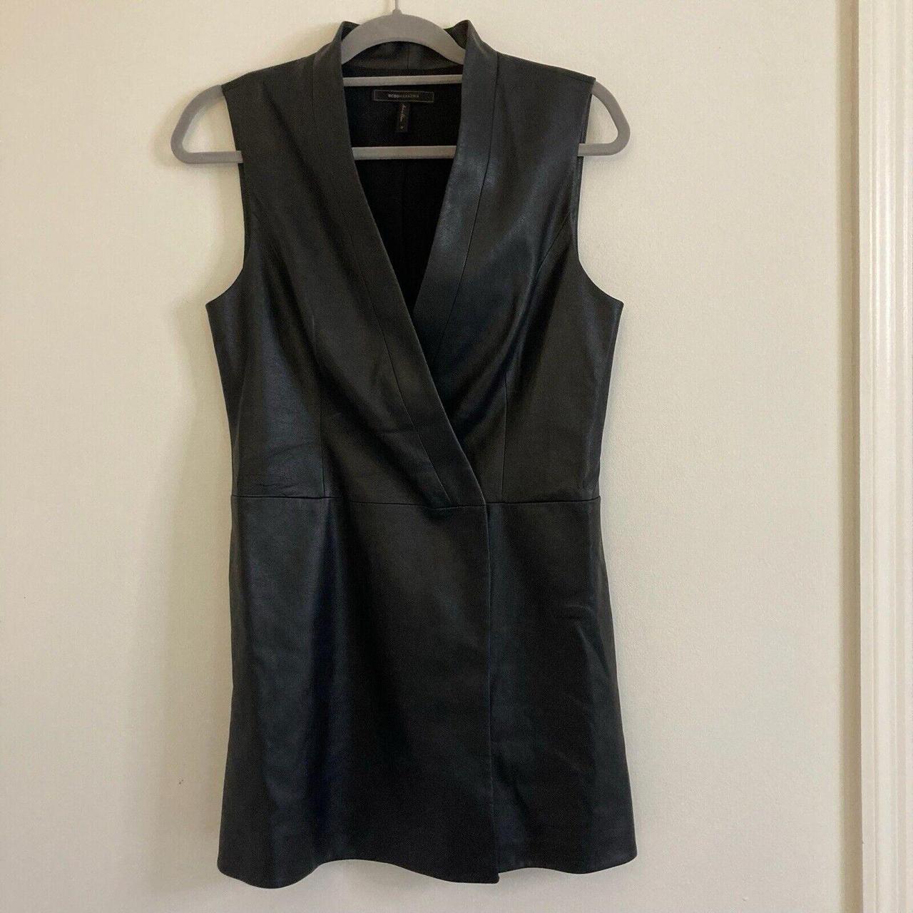 BCBGMaxAzria Caryn Black Vegan Leather Wrap Vest... | Depop