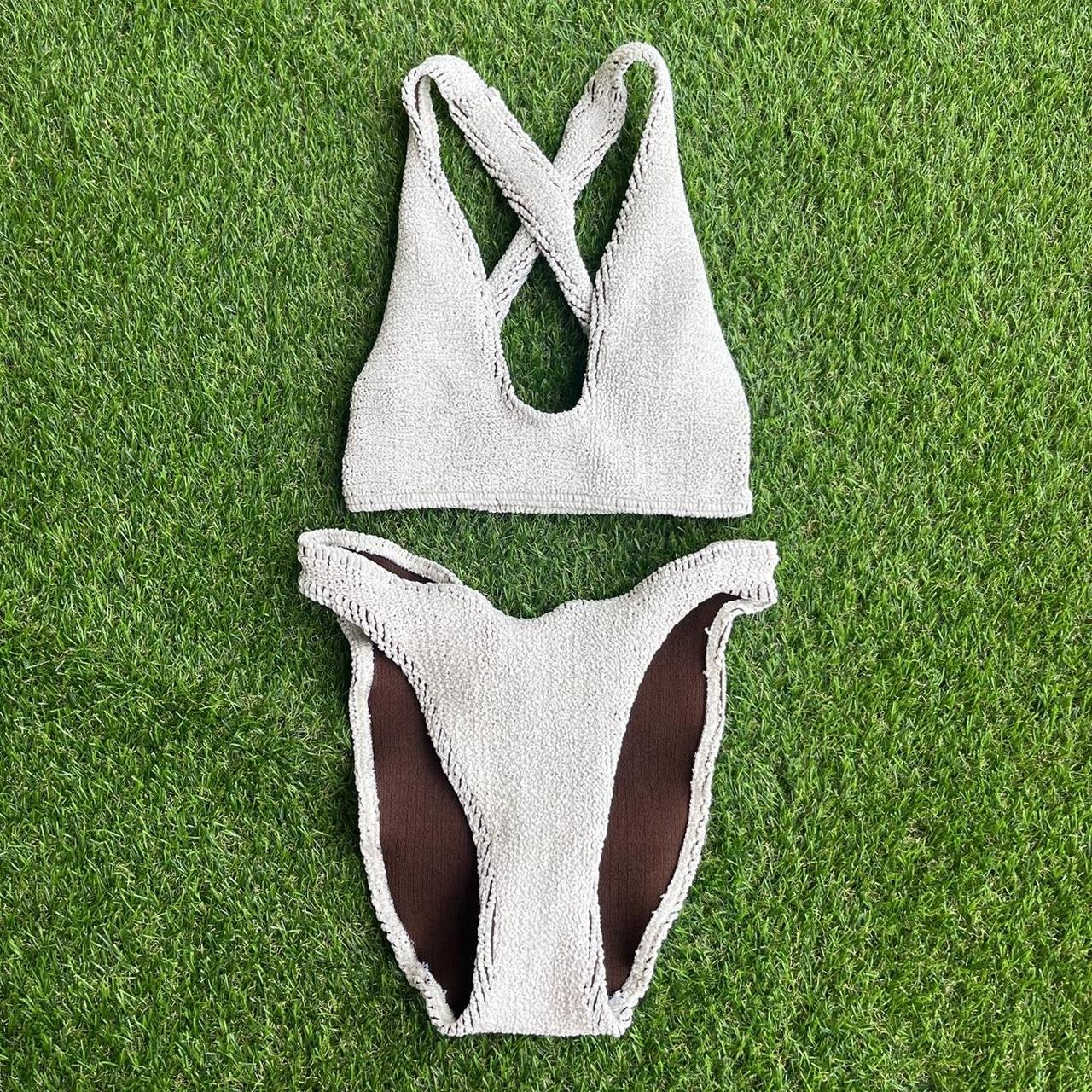 Asos cream & brown bikini top and bottom set One... - Depop