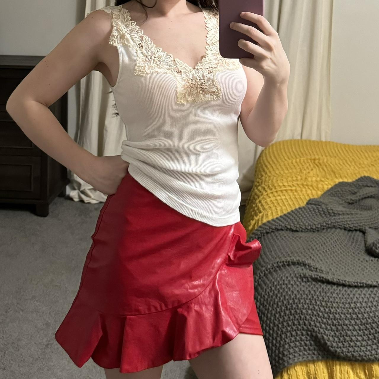 Lace trim ripped tank top Fits xs, small, medium... - Depop