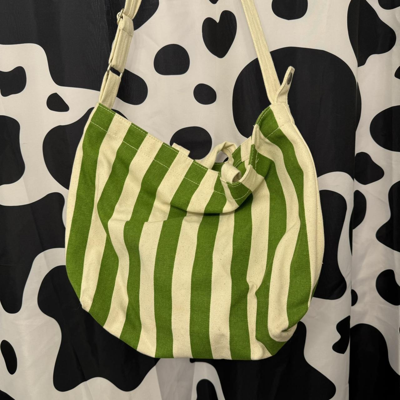 green awning strip zipper baggu duck bag, only... - Depop