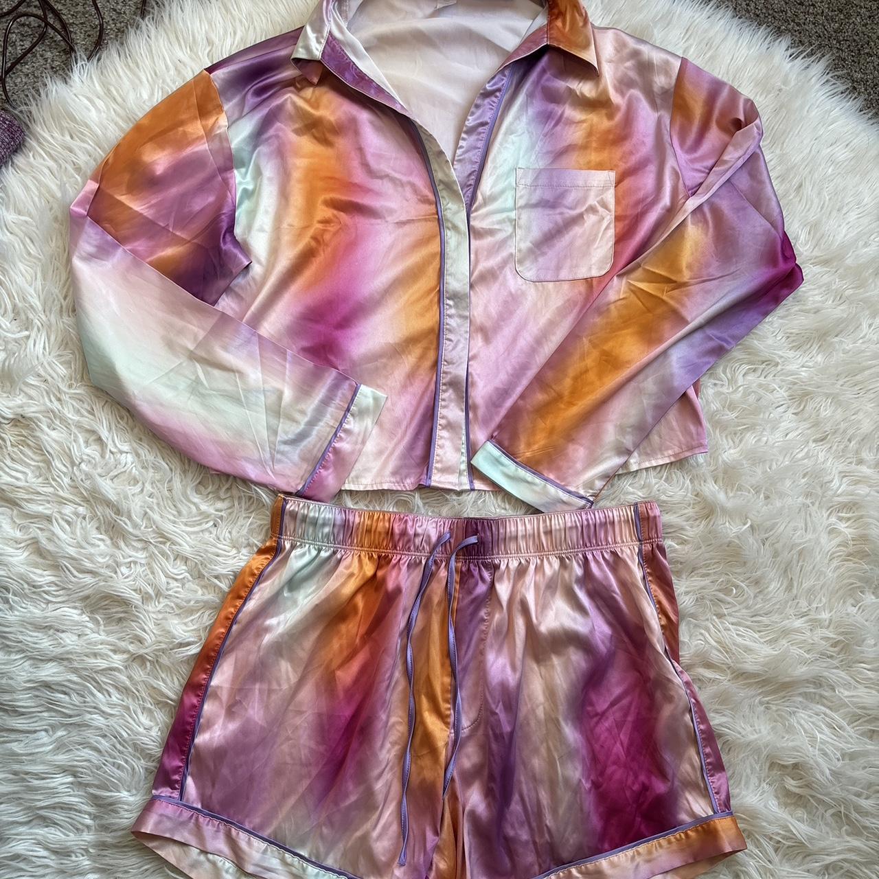 Satin Parade Pajama Set Beautiful pink, purple,... | Depop