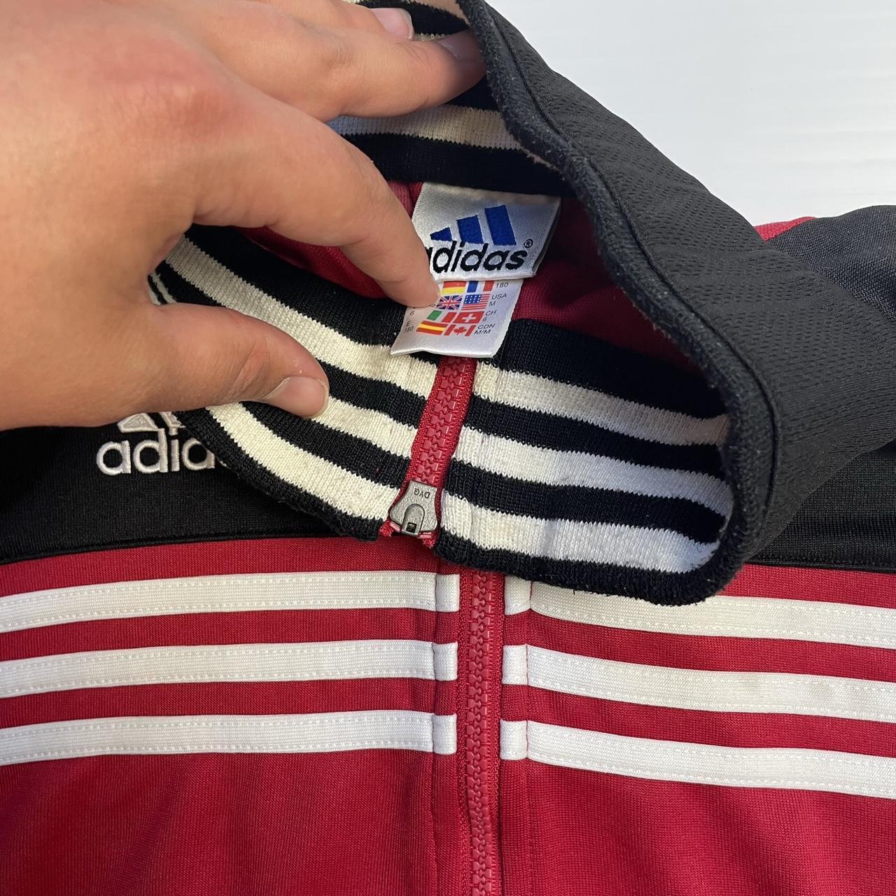Vintage Adidas track jacket Red and black... - Depop