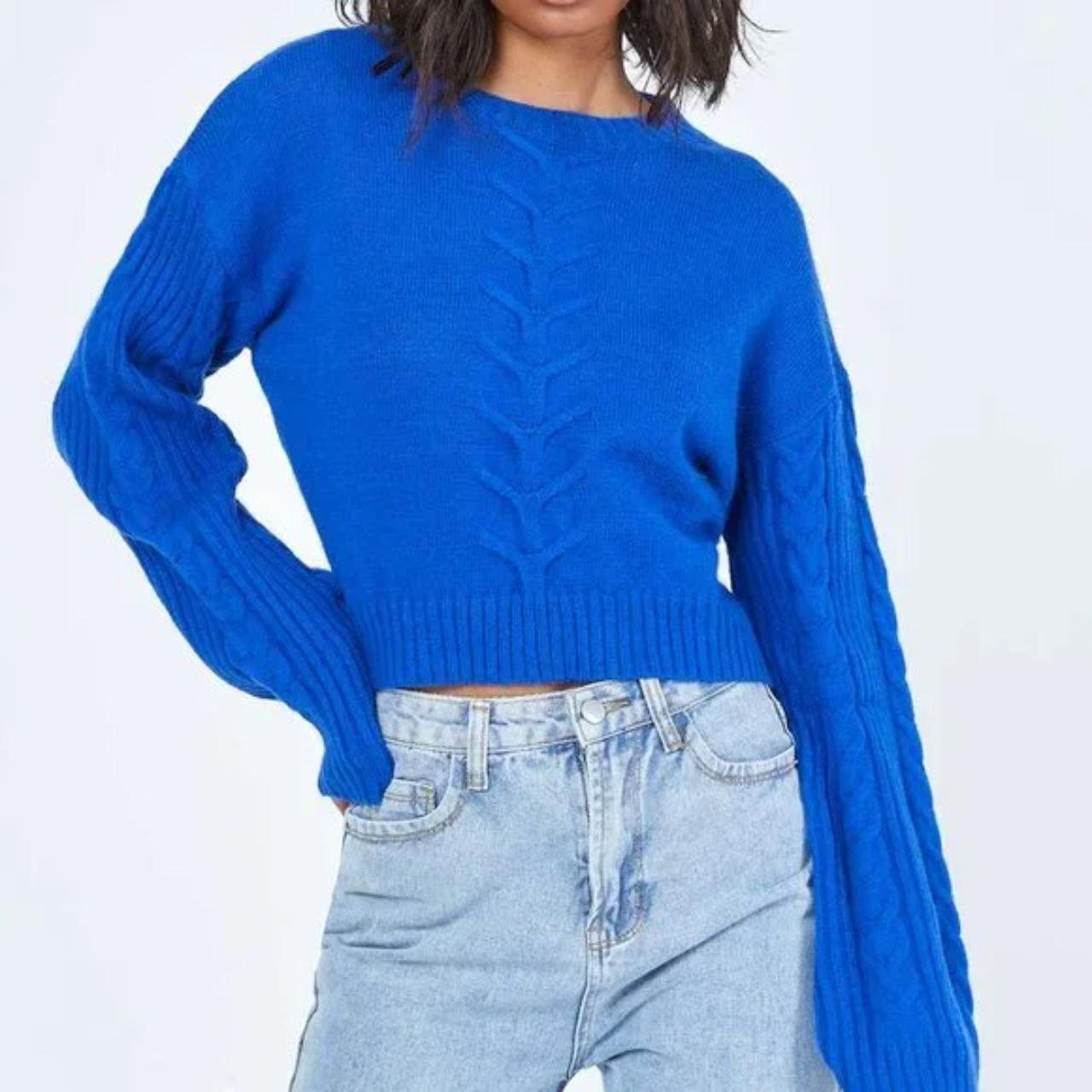 Princess Polly Women's Blue and Navy Jumper | Depop