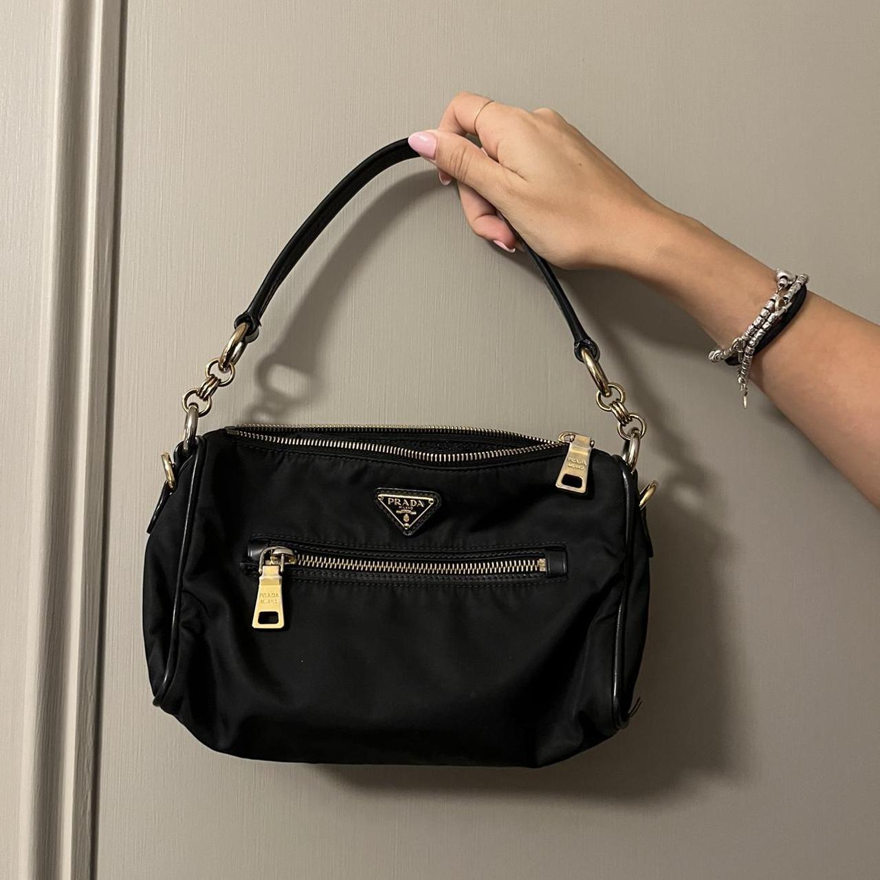 PRADA Nylon black bag with gold hardware. Bought on... - Depop