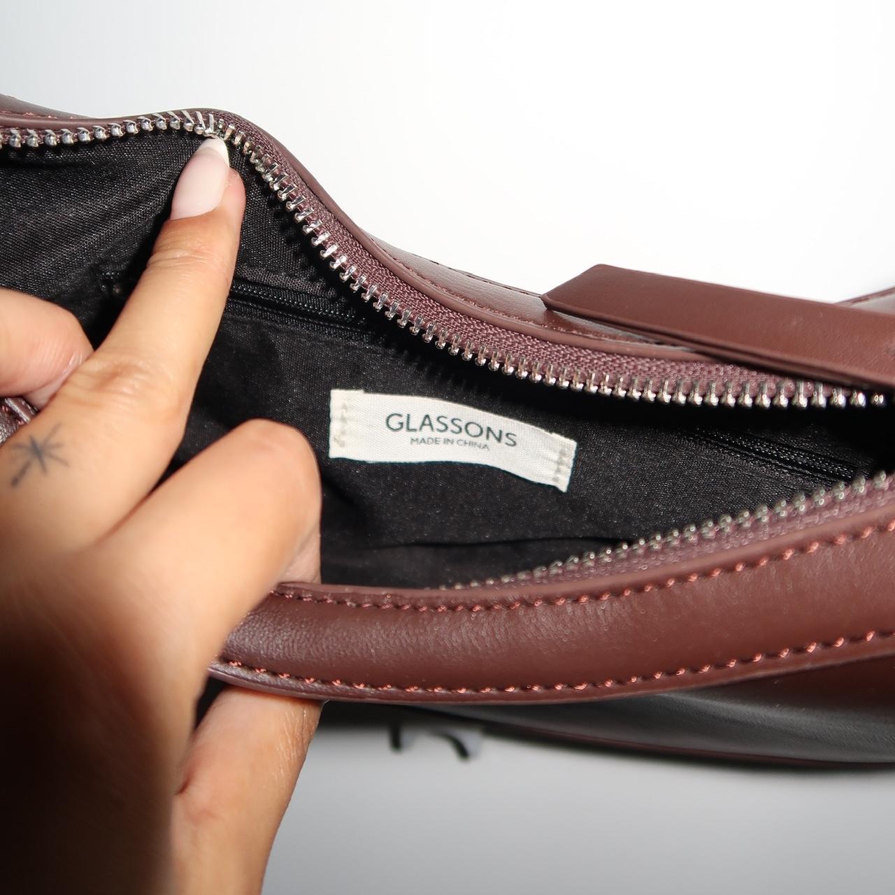 GLASSONS SHOULDER BAG brown moon shaped bag silver... | Depop