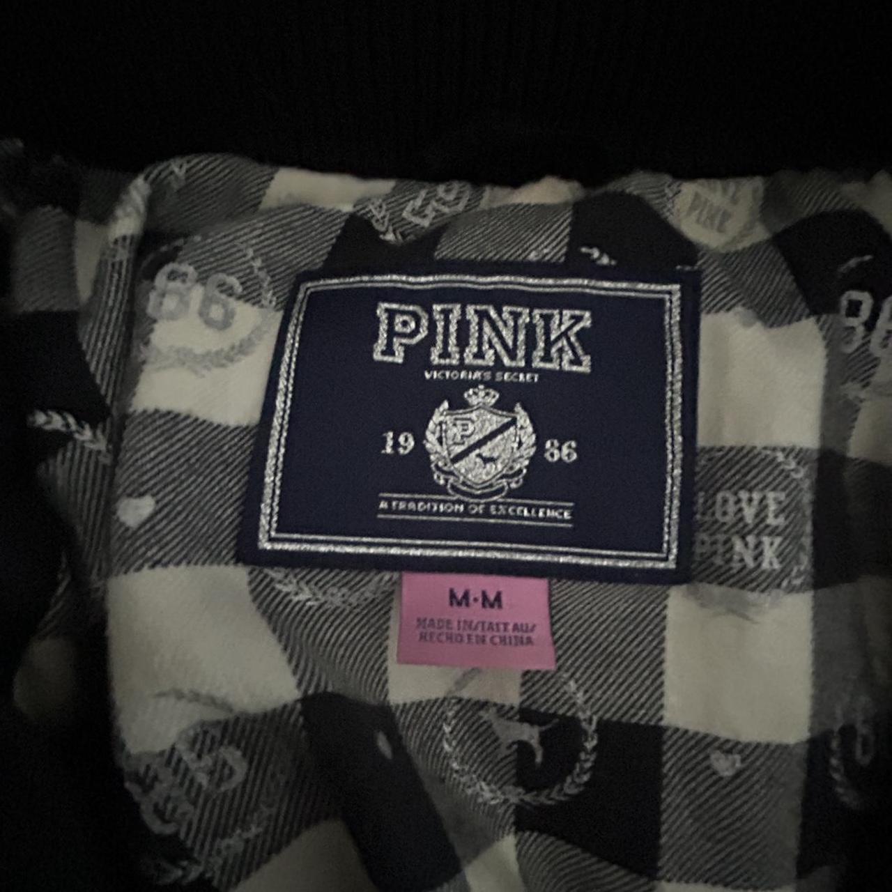 2000s Black Victoria's Secret PINK jacket with faux... - Depop