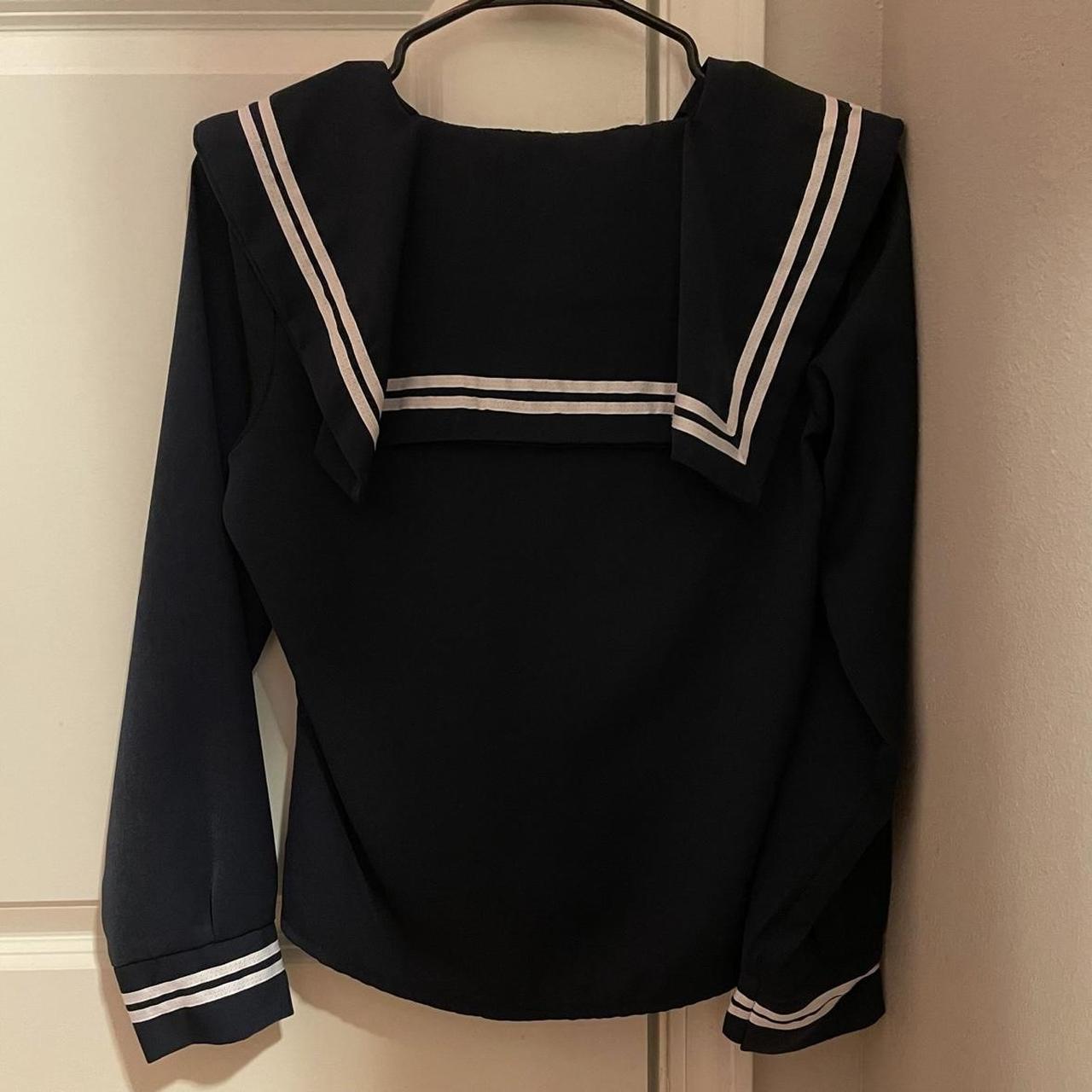 navy japanese school girl sailor uniform top + skirt... | Depop