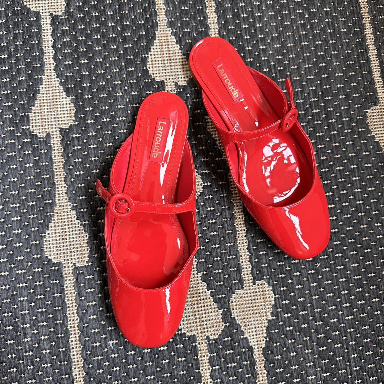 Larroudé patent leather slingback mules with... | Depop