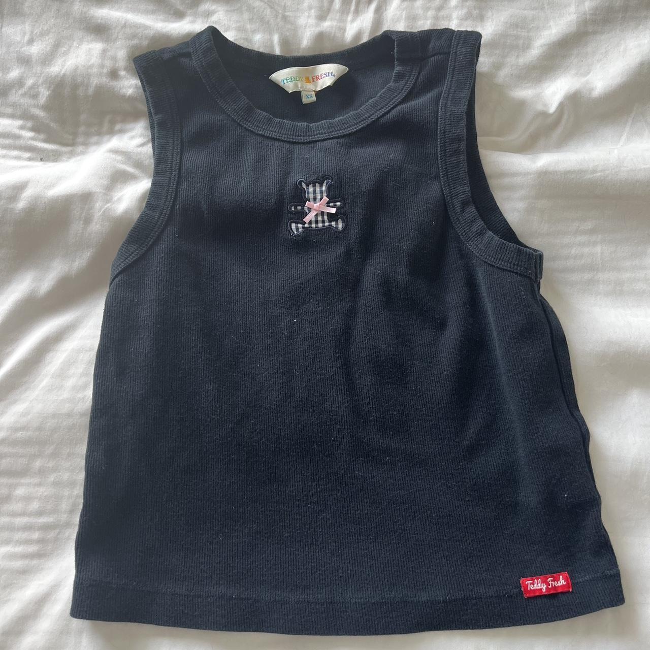 Teddy fresh black tank with teddy bear - Depop