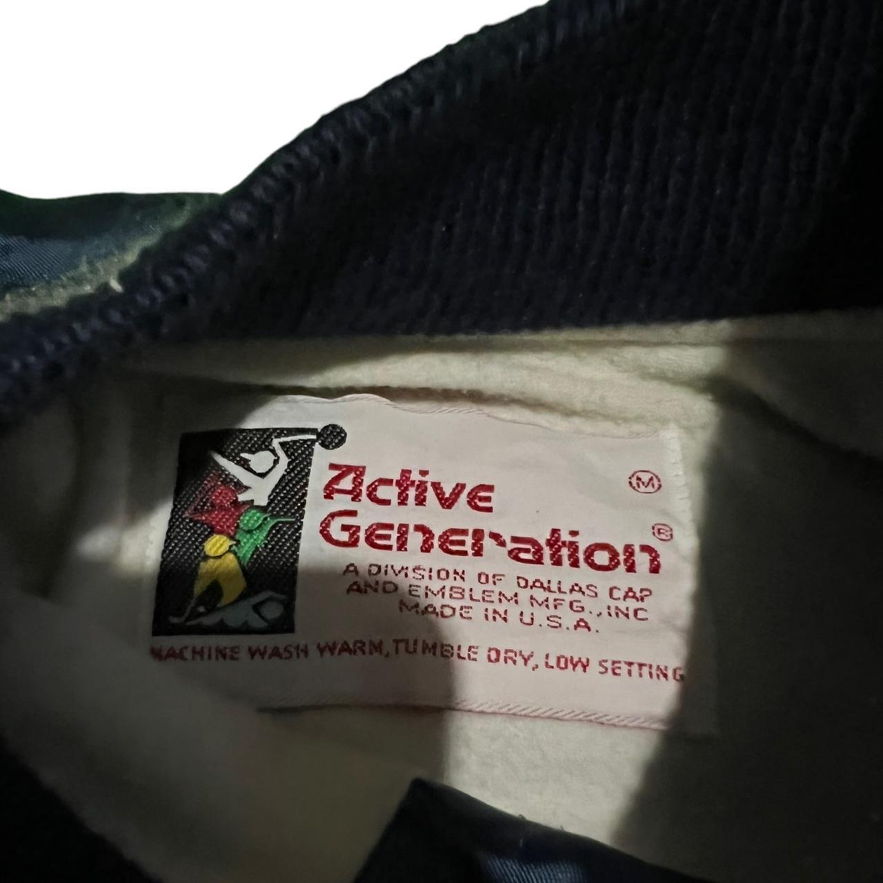 Vintage 80s Active Generation Navy Satin Jacket... - Depop