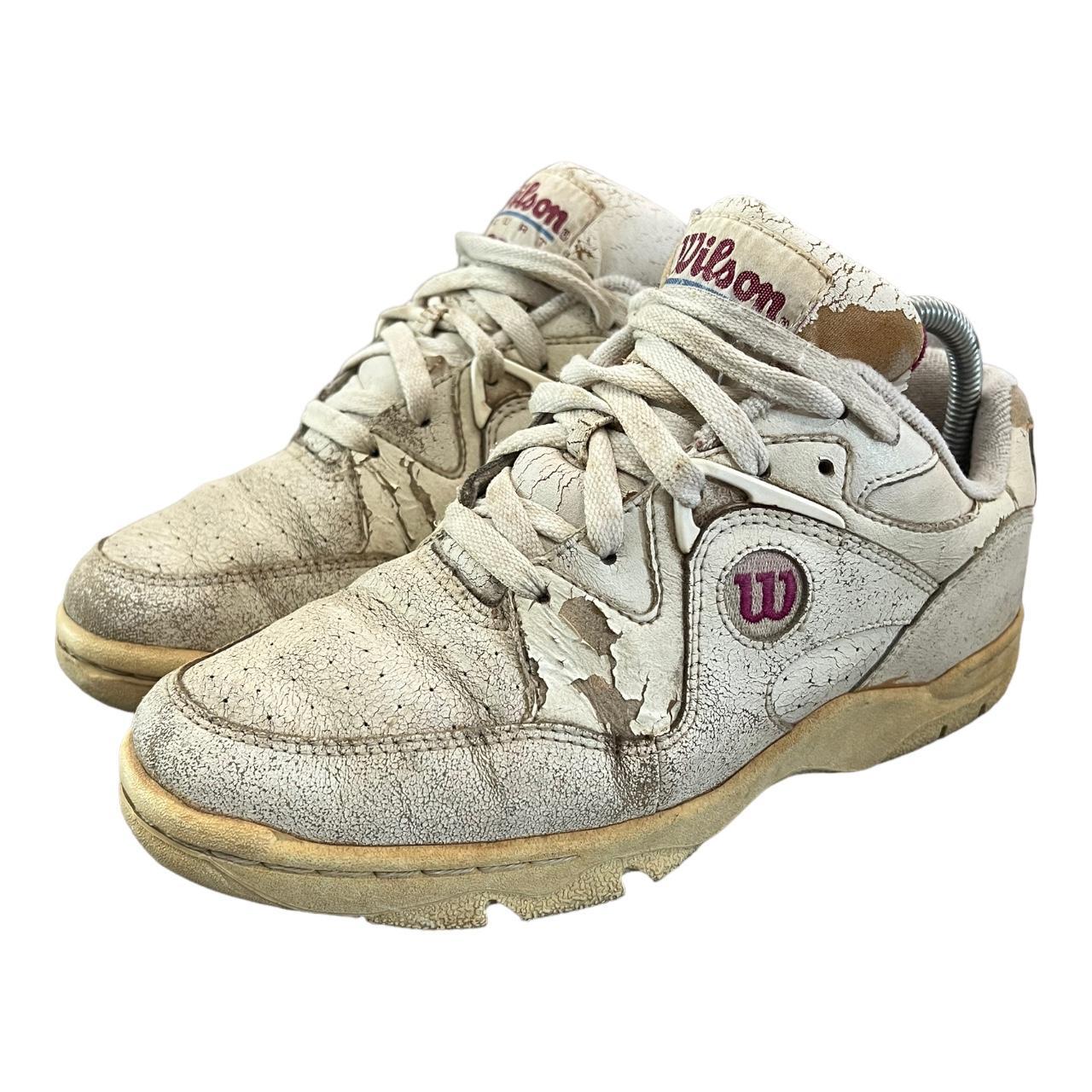 Vintage 80s Wilson Distressed Sneakers Size: 9... - Depop