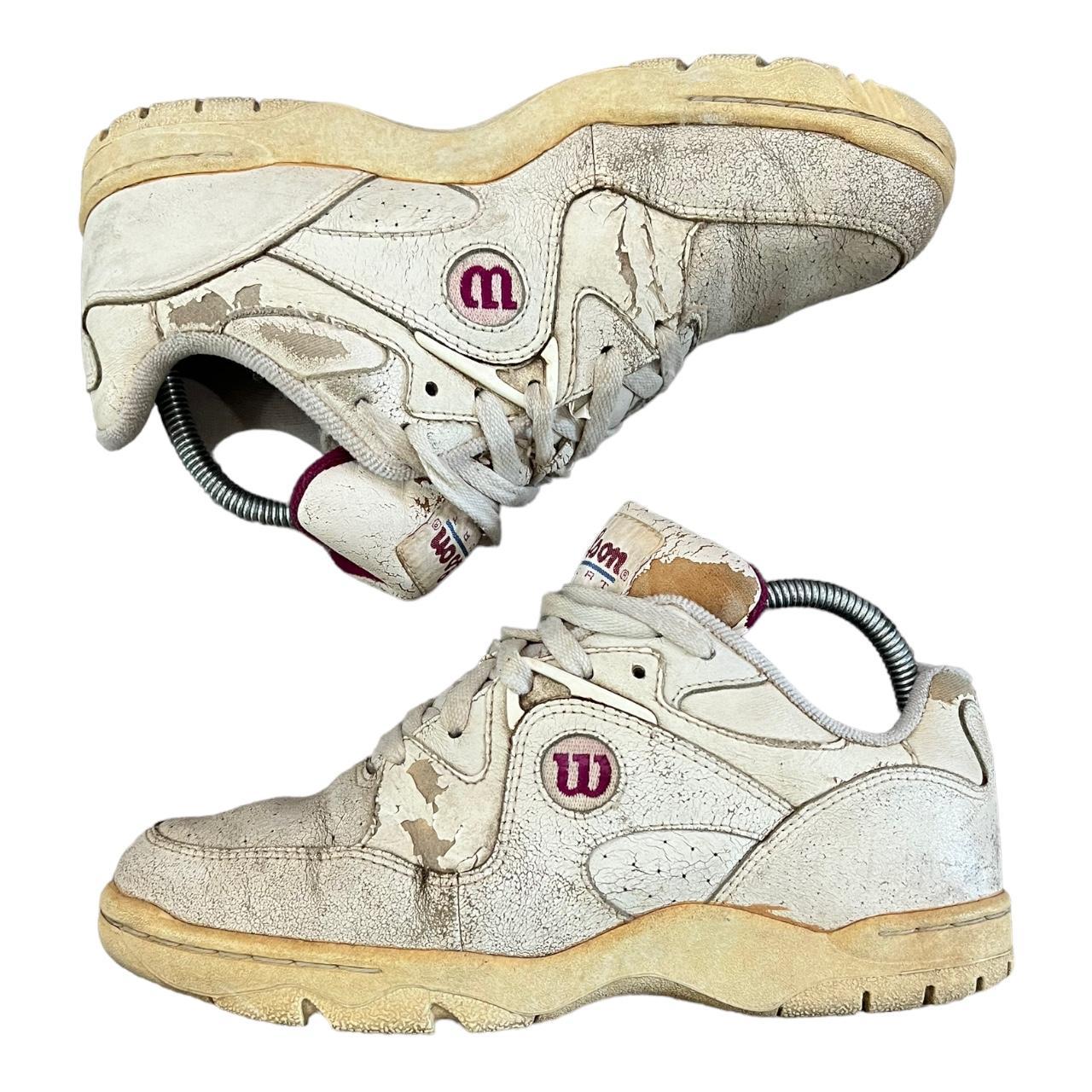 Vintage 80s Wilson Distressed Sneakers Size: 9... - Depop