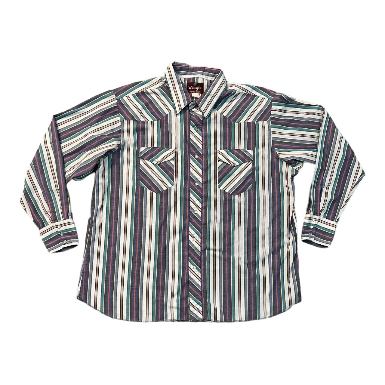 Vintage 90s Wrangler Western Pearl Snap Button Up... - Depop