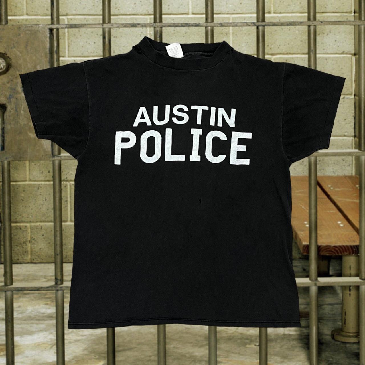 Vintage 90s Austin Police Double Sided T-Shirt Size:... - Depop