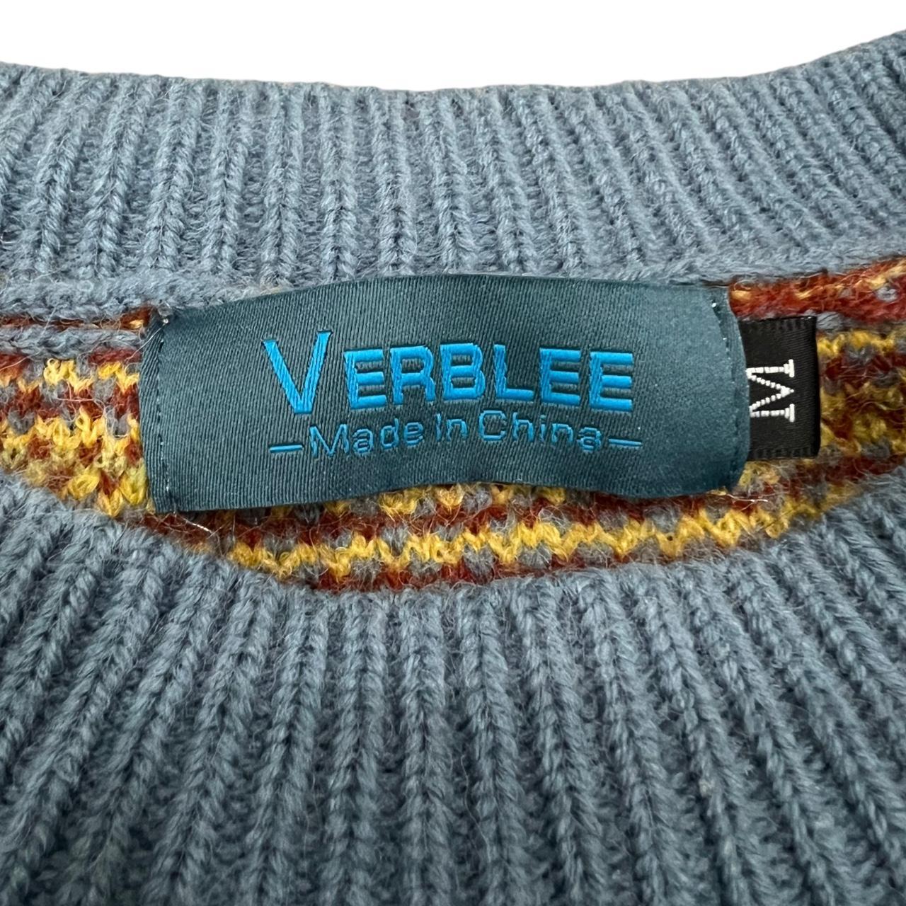 Verblee Blue Floral Sweater Size: M Pit to Pit: 23... - Depop