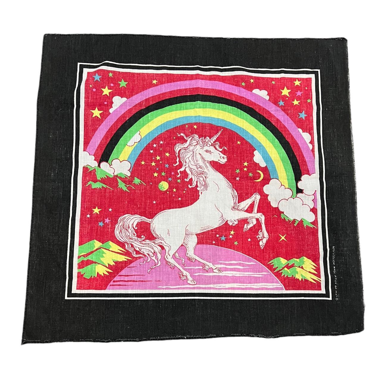 Vintage 80’s Unicorn Rainbow Cotton Handkerchief... - Depop