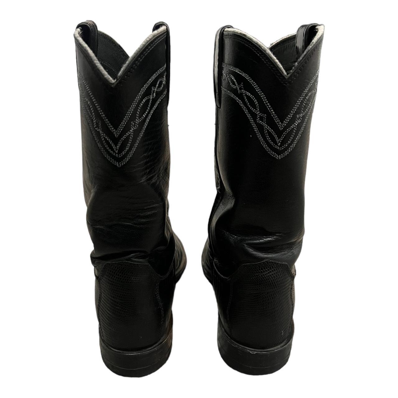 Vintage Justin Mens Exotic Roper Black Lizard Foot... - Depop