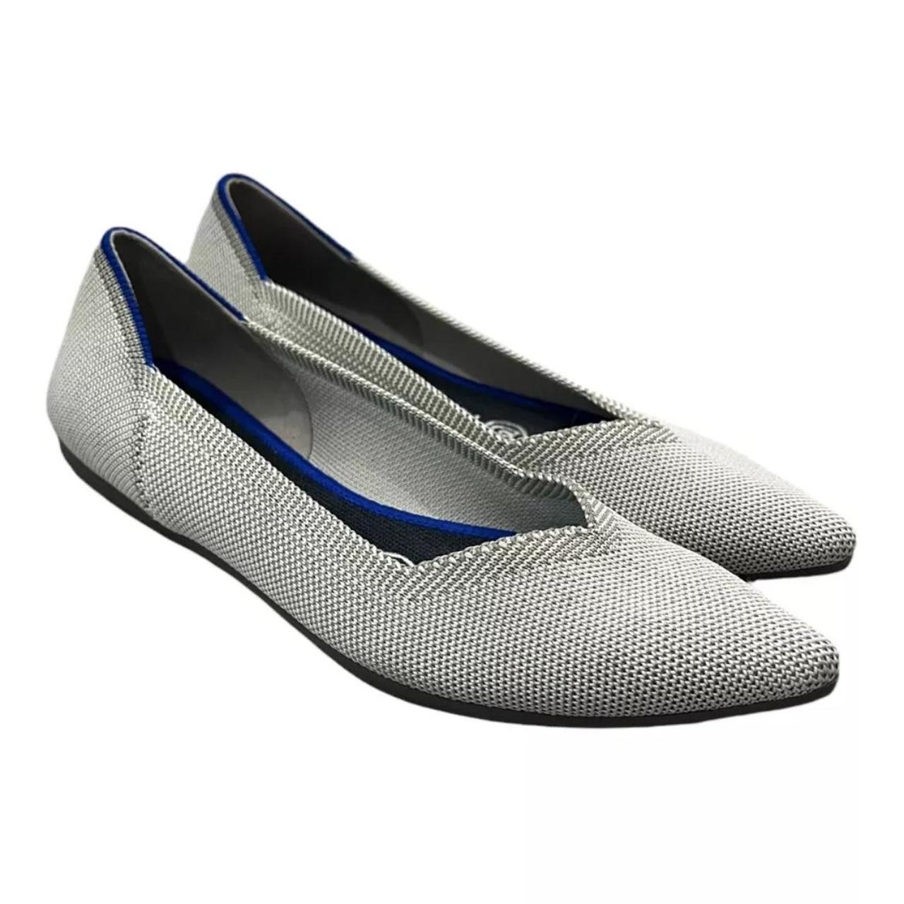 Rothys Pebble Gray Woven Mesh Knit Fabric Point... - Depop