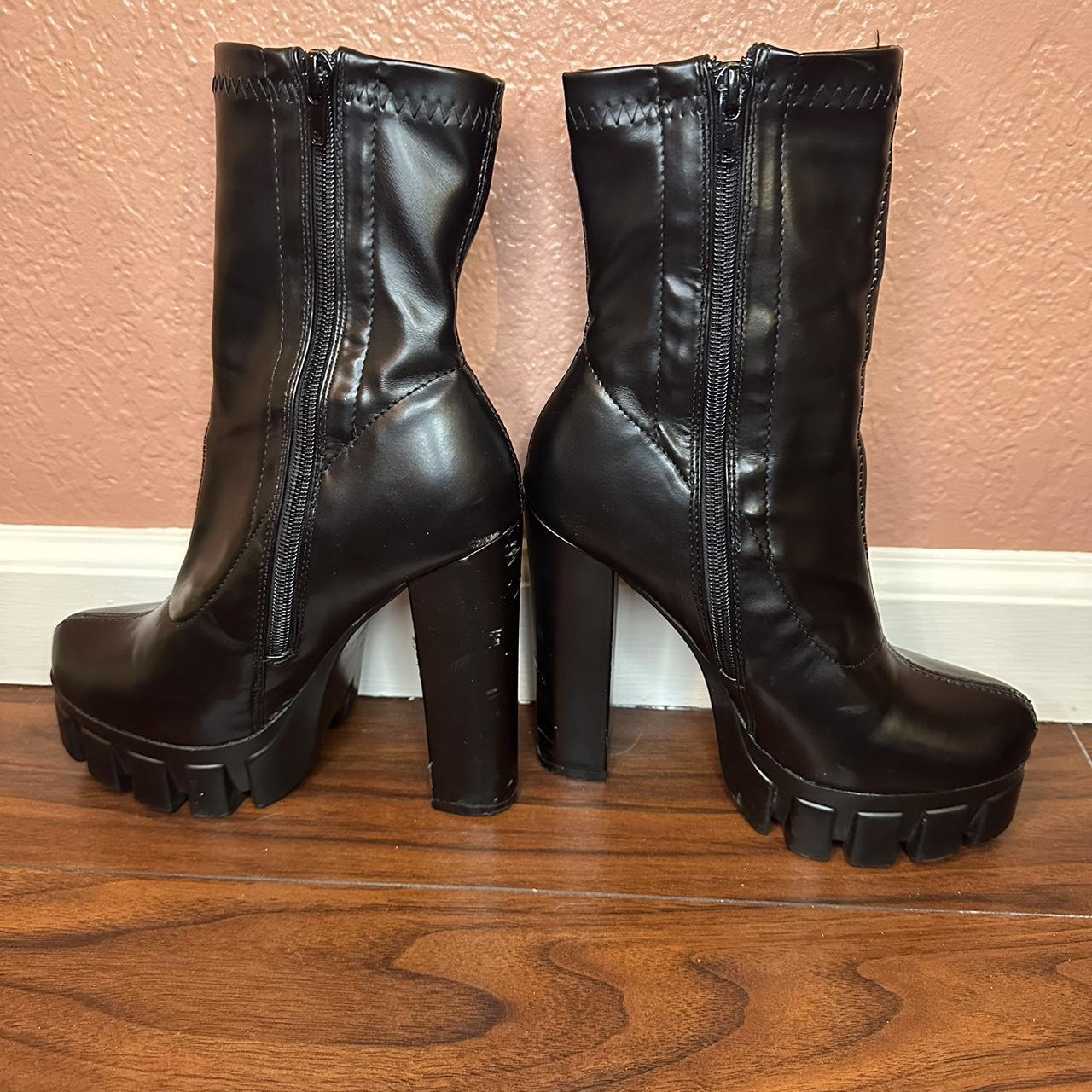 Leather High Heel Boots Super cool and can pull... - Depop