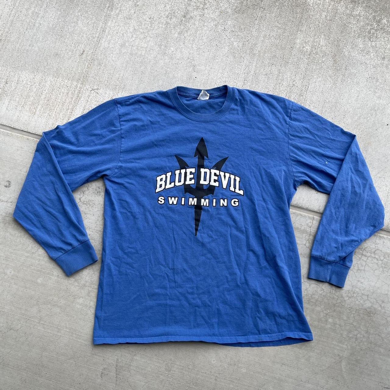 Vintage Duke Blue Devil Swimming tee Size L Great... - Depop