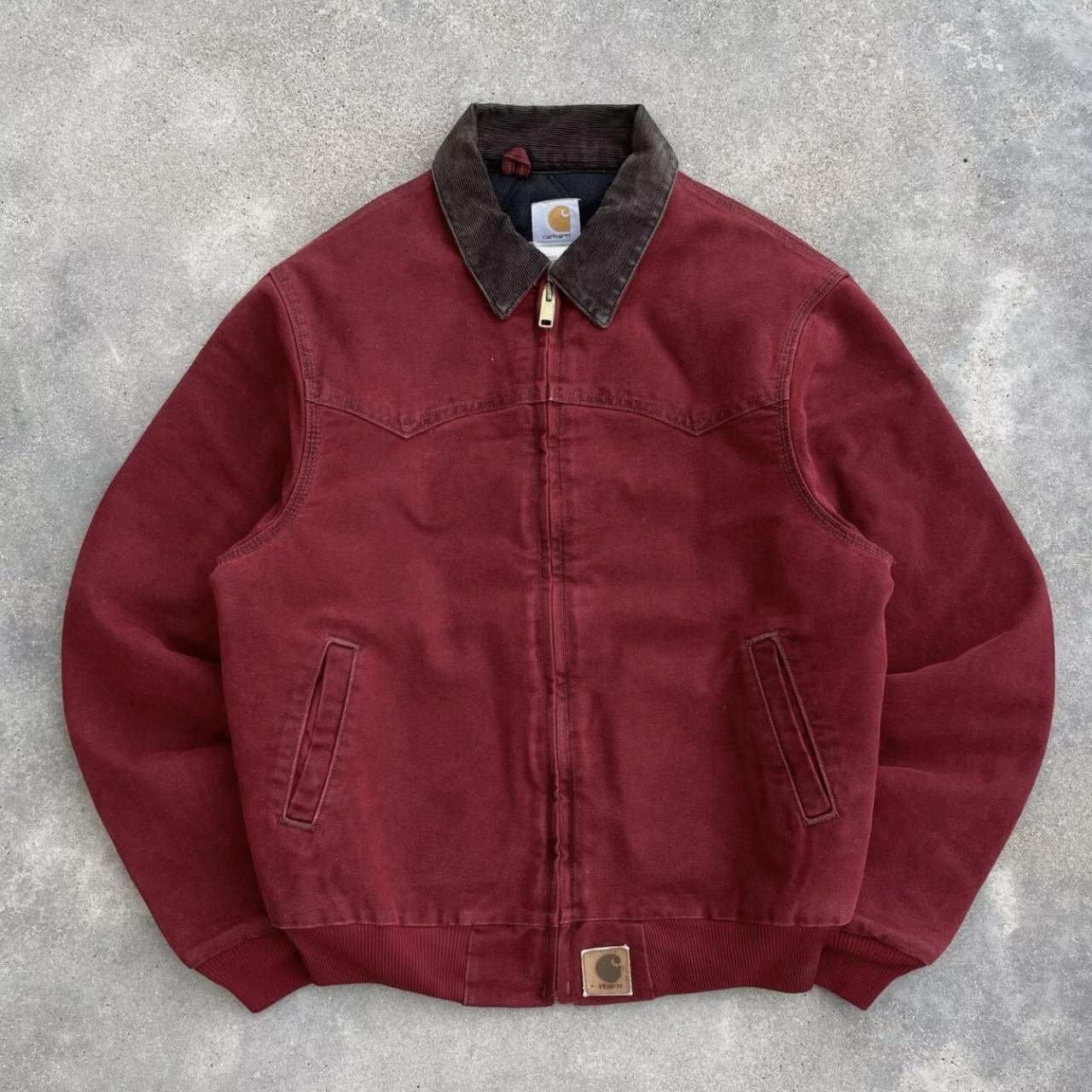 Vintage 90s Crimson Red Carhartt J14 Workwear Santa... | Depop
