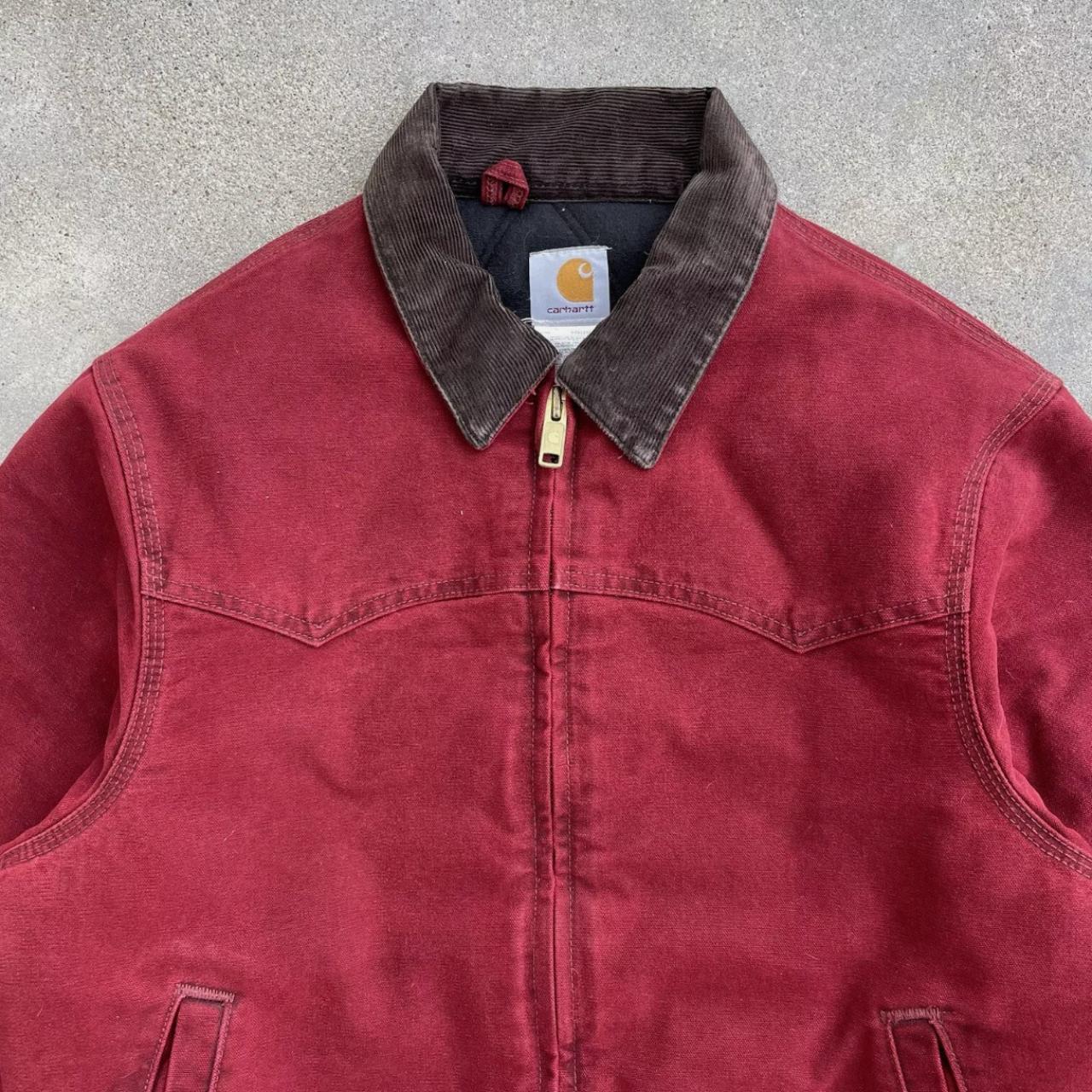 Vintage 90s Crimson Red Carhartt J14 Workwear Santa... | Depop